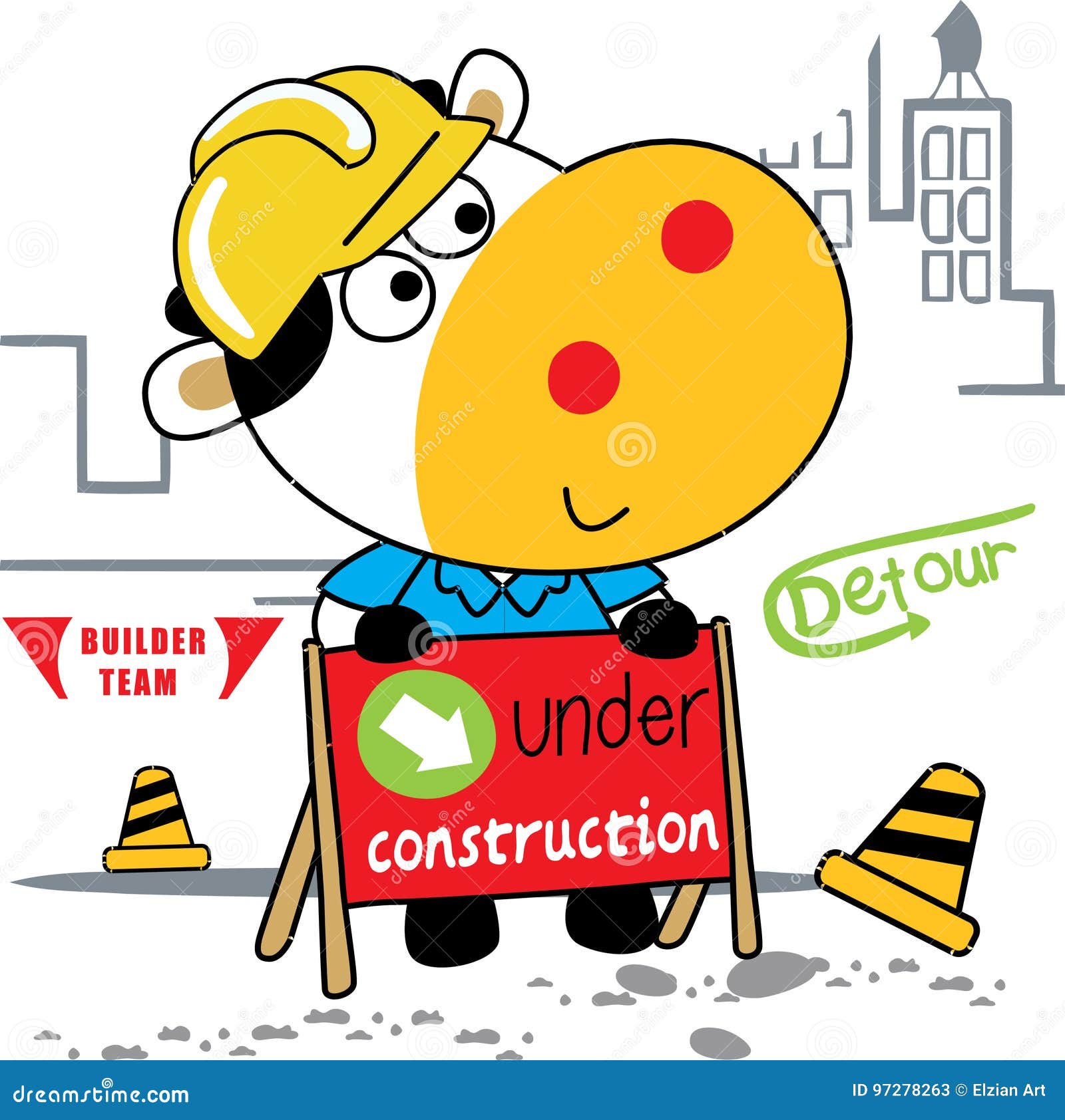 Builder cartoon stock vector. Illustration of city, detour - 97278263