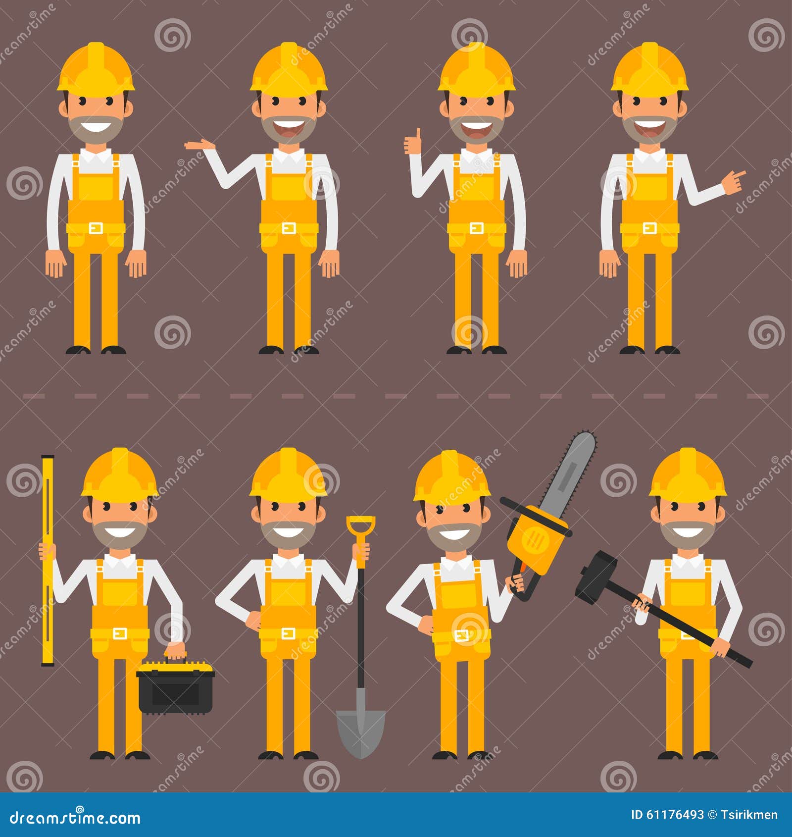 Builder Character in Various Poses Stock Vector - Illustration of ...