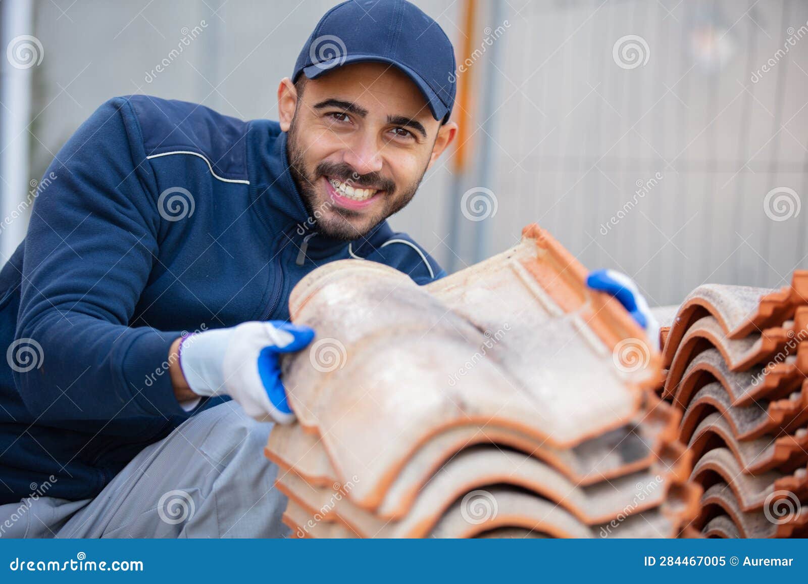 Checking The Tiles In The Bathroom. Quality Control When Laying Ceramic ...
