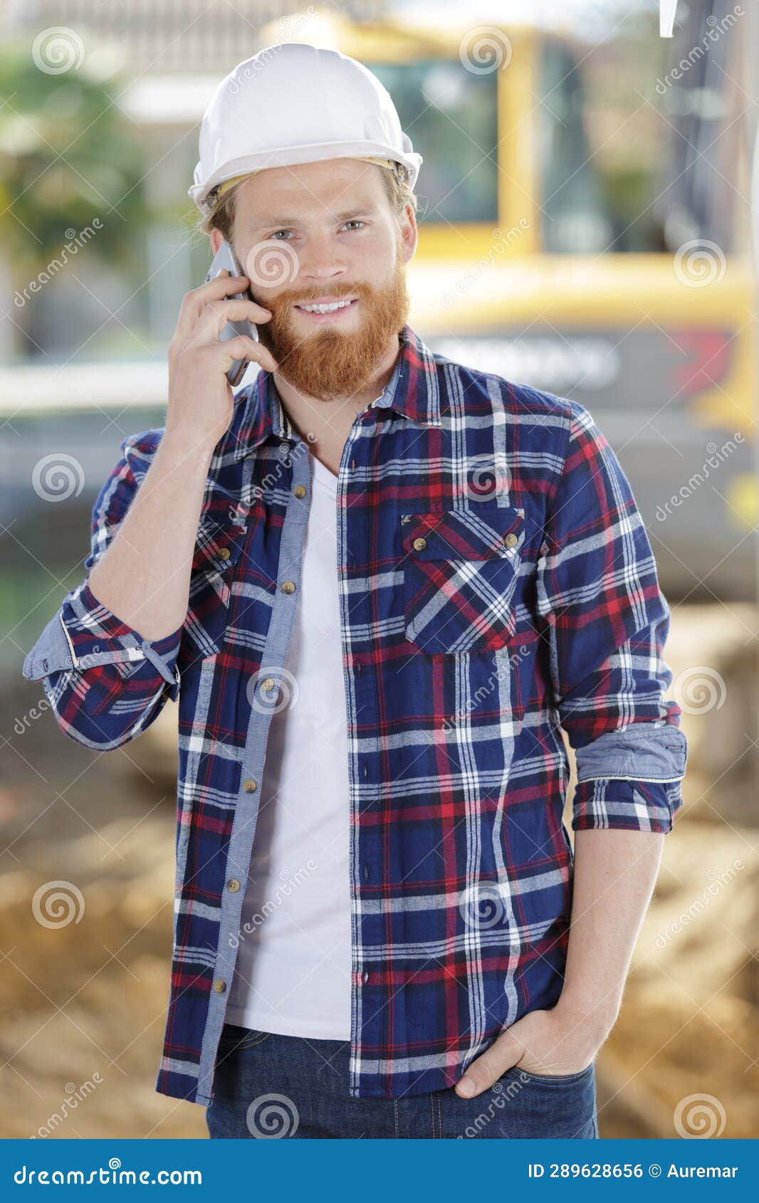 Builder Checking Road Construction Plan on Phone Stock Photo - Image of ...