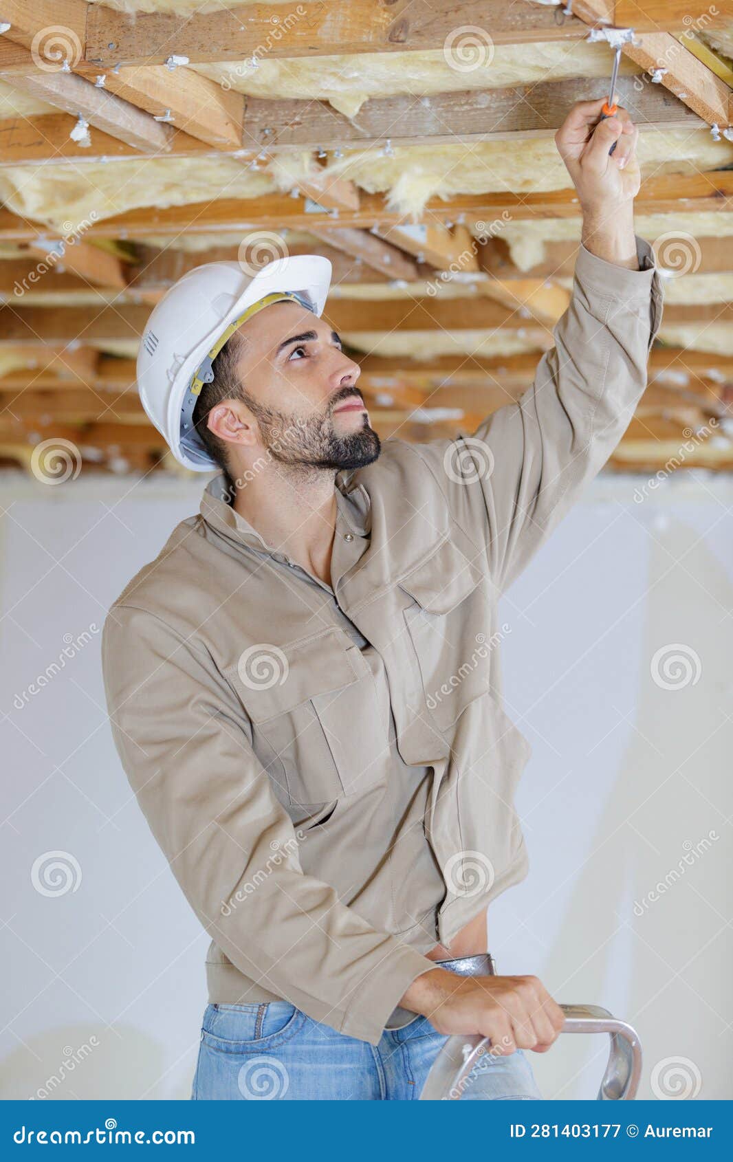 Builder Checking Roof Damage Stock Image - Image of clipboard, quote ...