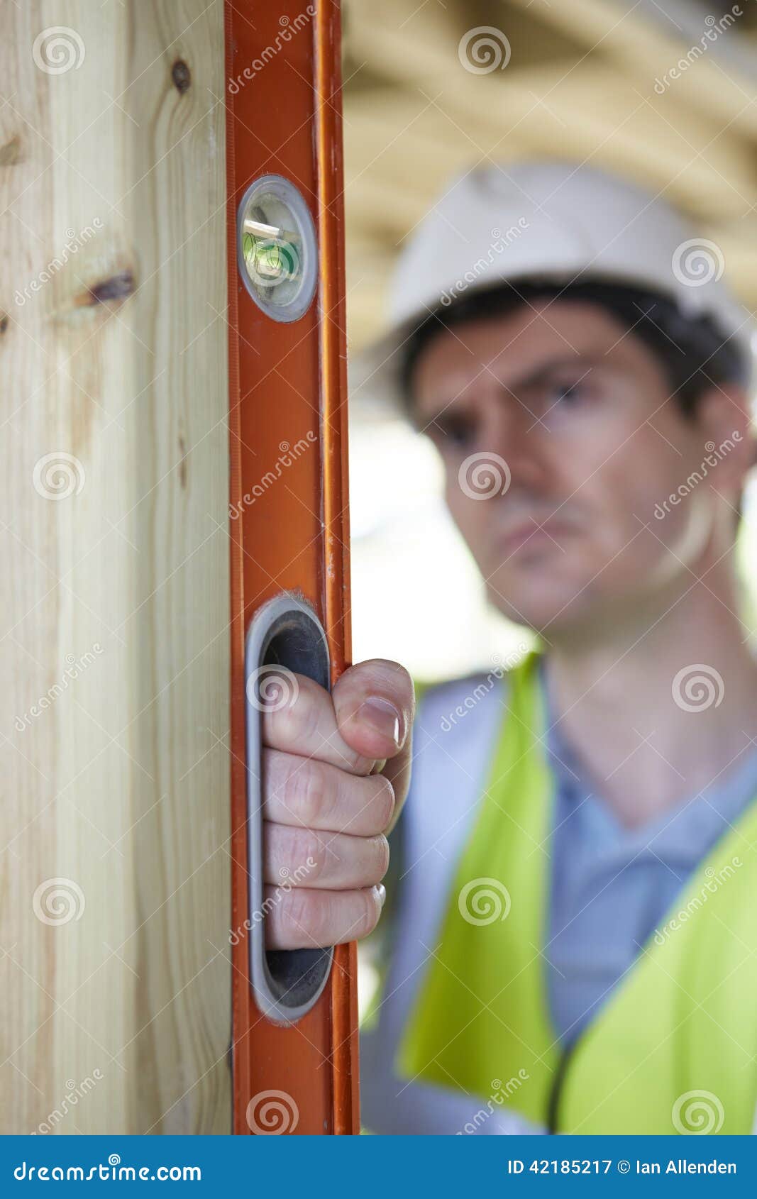 Builder Checking House Plan For Steel Fixing Stock Photography ...