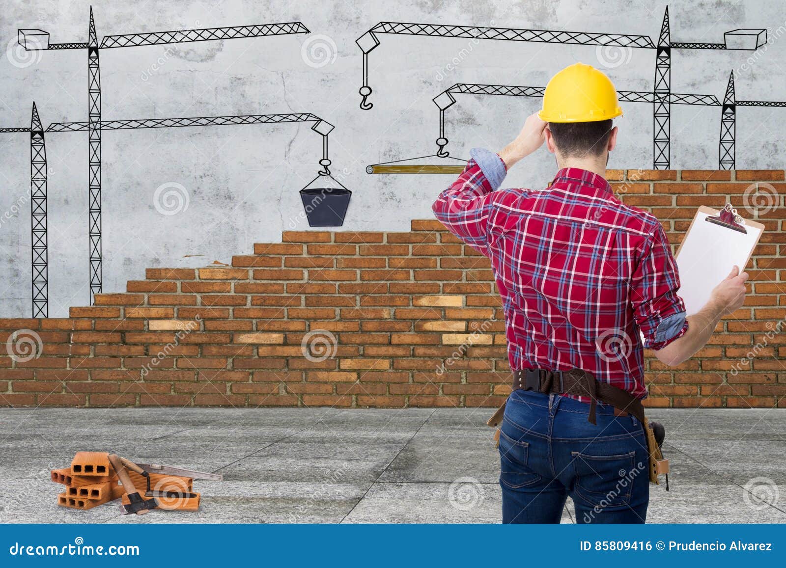 Builder and Chief Construction Stock Photo - Image of folder, operator ...