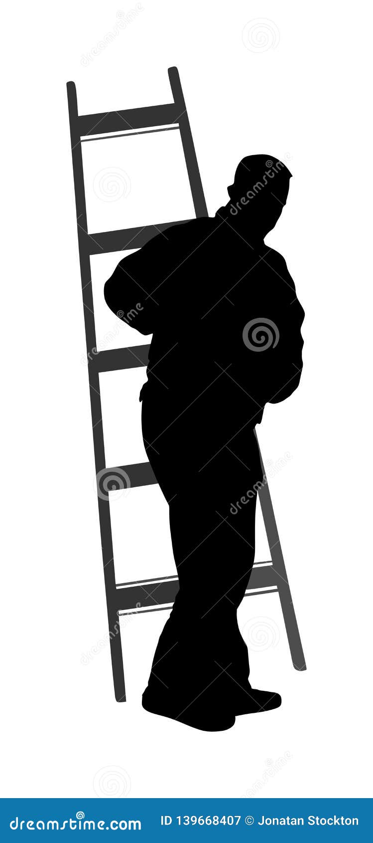 Builder Climb On Ladder Illustration Isolated On White Background ...