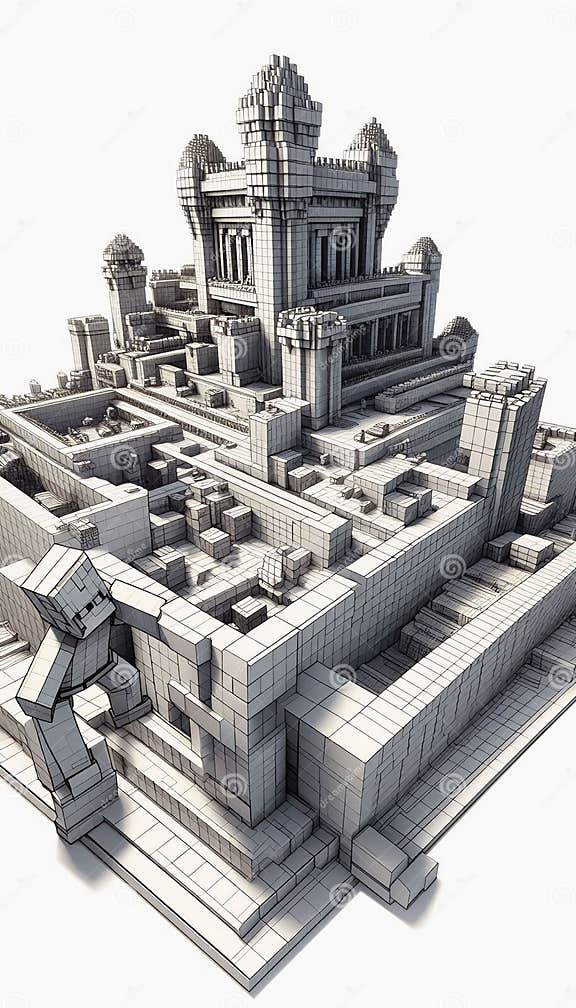A Builder Constructing a Fortress in Minecraft. Ideal for Architecture ...