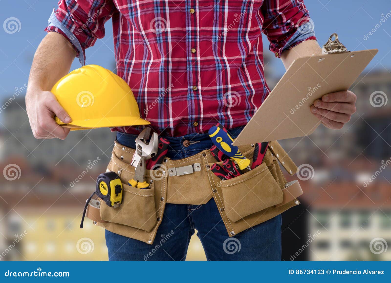 Builder construction man stock image. Image of measuring - 86734123