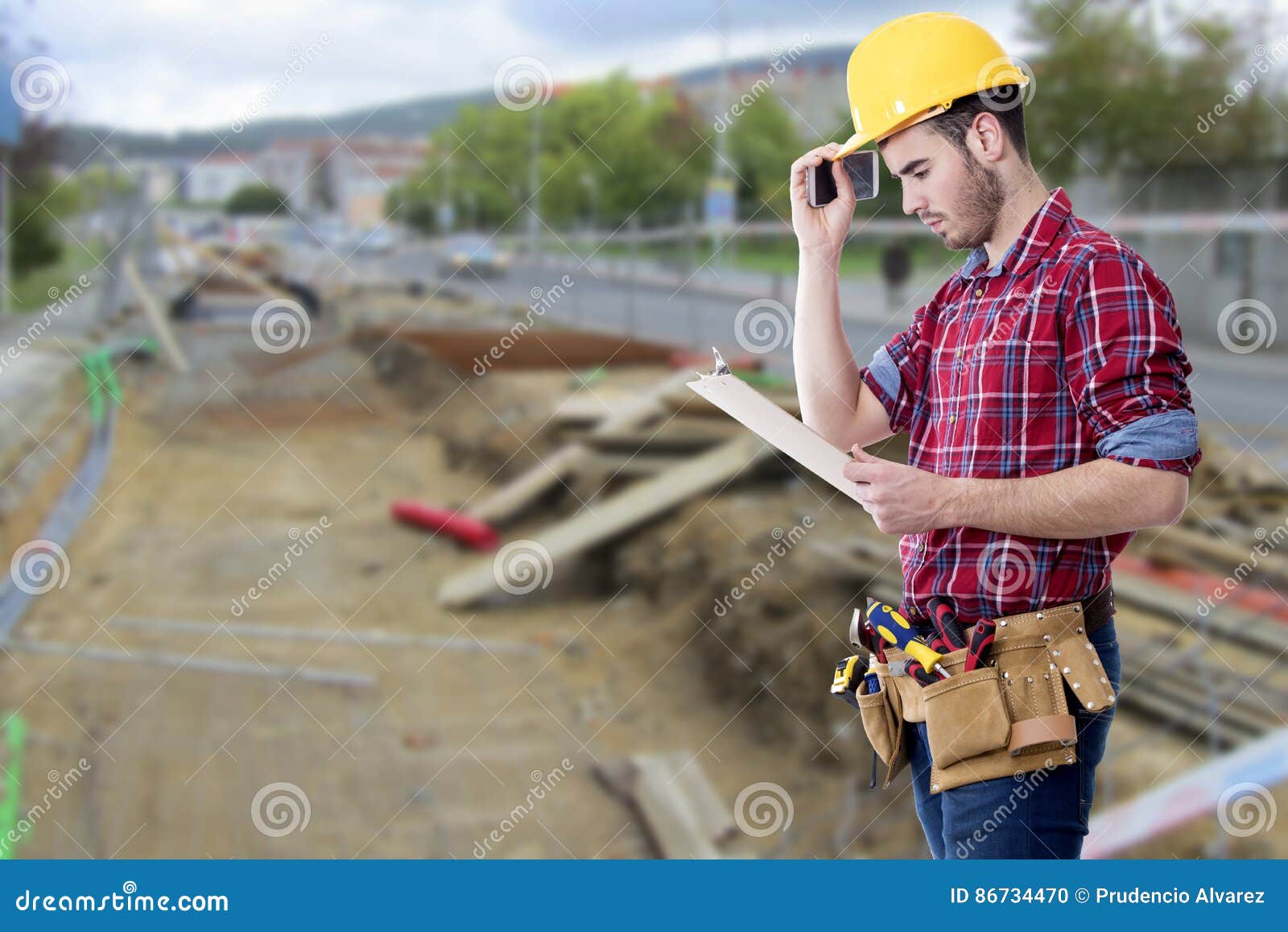 Builder construction man stock photo. Image of distance - 86734470