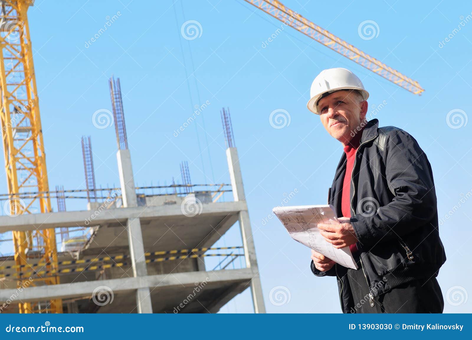 Builder at Construction Site Stock Photo - Image of project ...