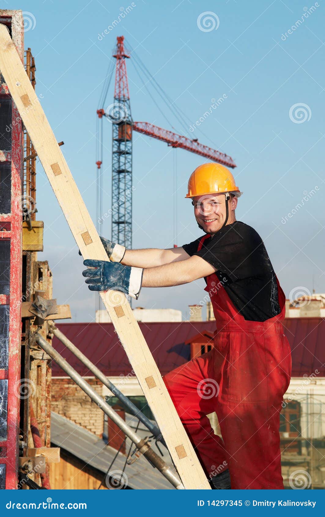 Builder at Construction Site Stock Image - Image of workwear ...