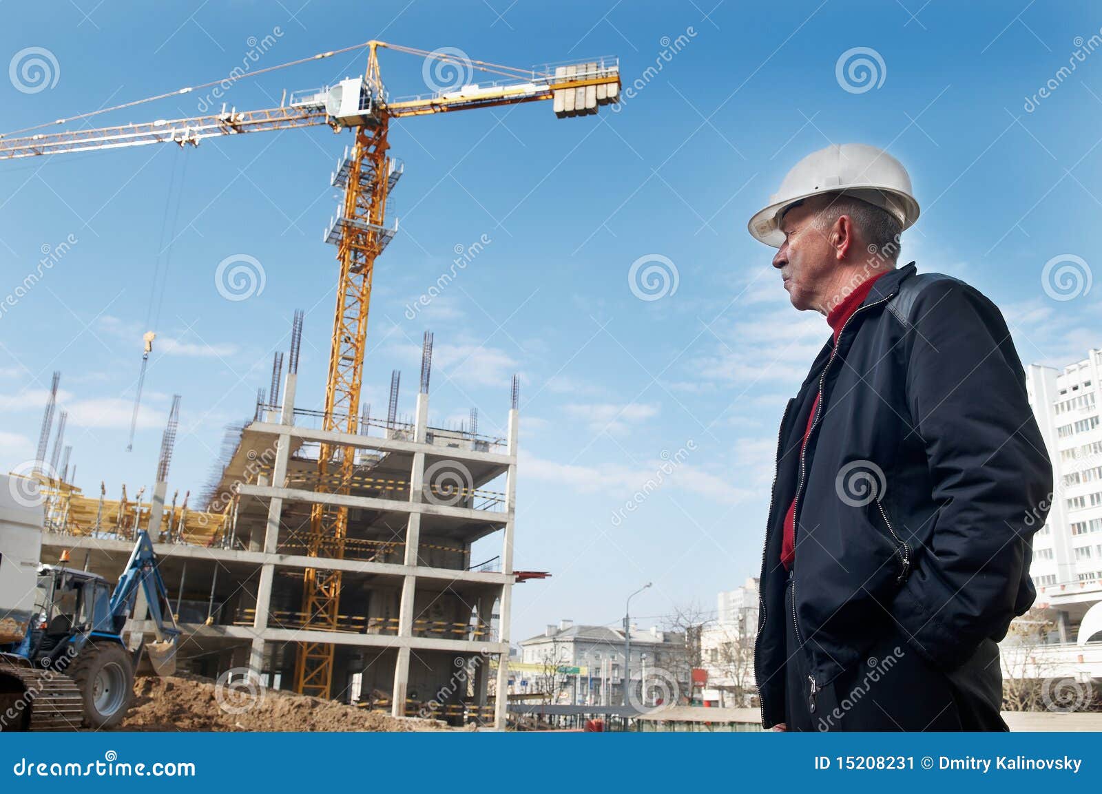 Builder at Construction Site Stock Image - Image of construction ...