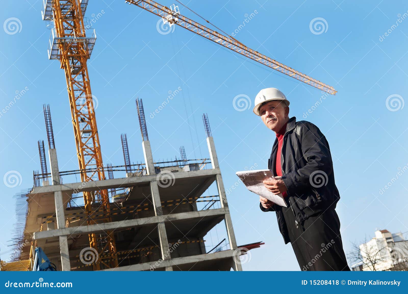 Builder at Construction Site Stock Photo - Image of craftsman ...