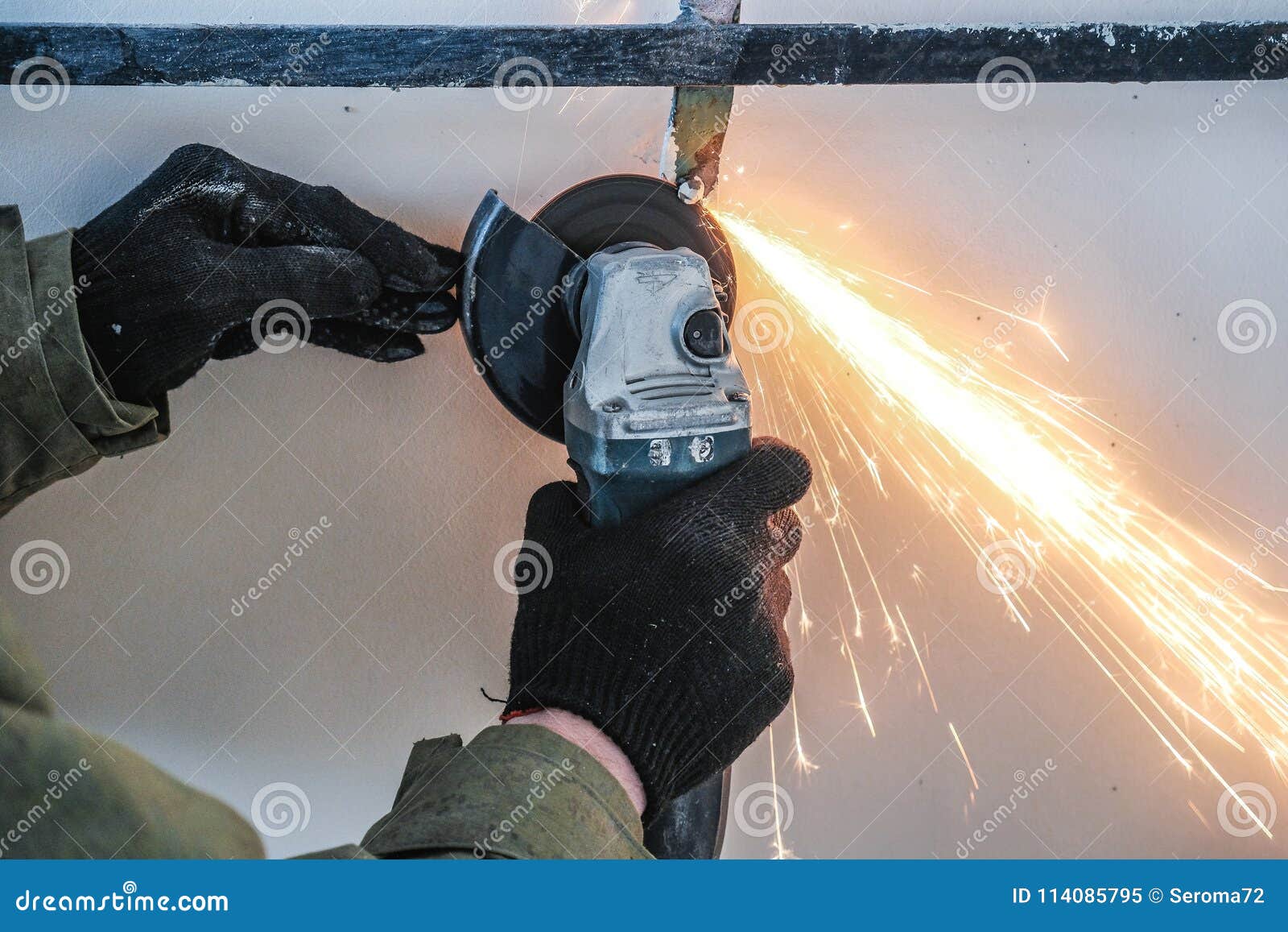 Builder Cuts Metal Cutting Machine Stock Image - Image of manufacturing ...