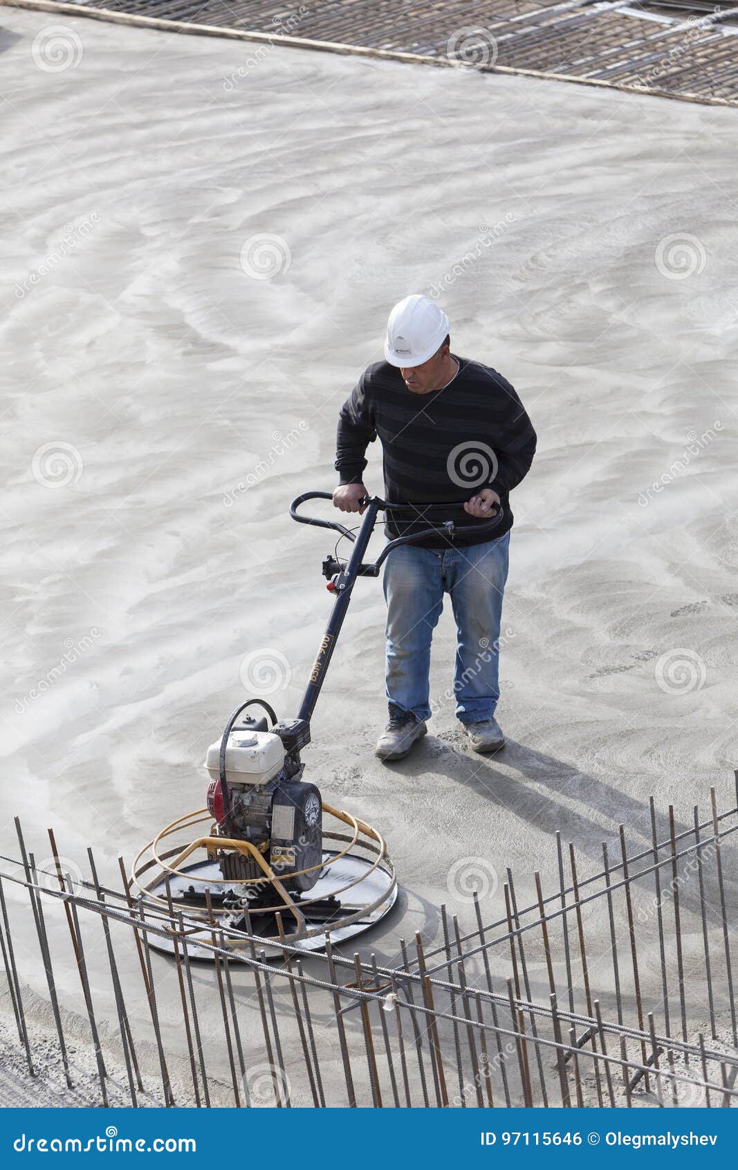 Builder on Construction Site Wearing Helmet Uniform Works Editorial ...