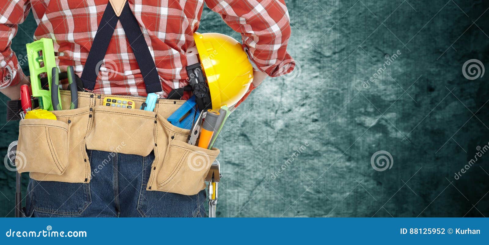 Builder with Construction Tools. Stock Photo - Image of background ...