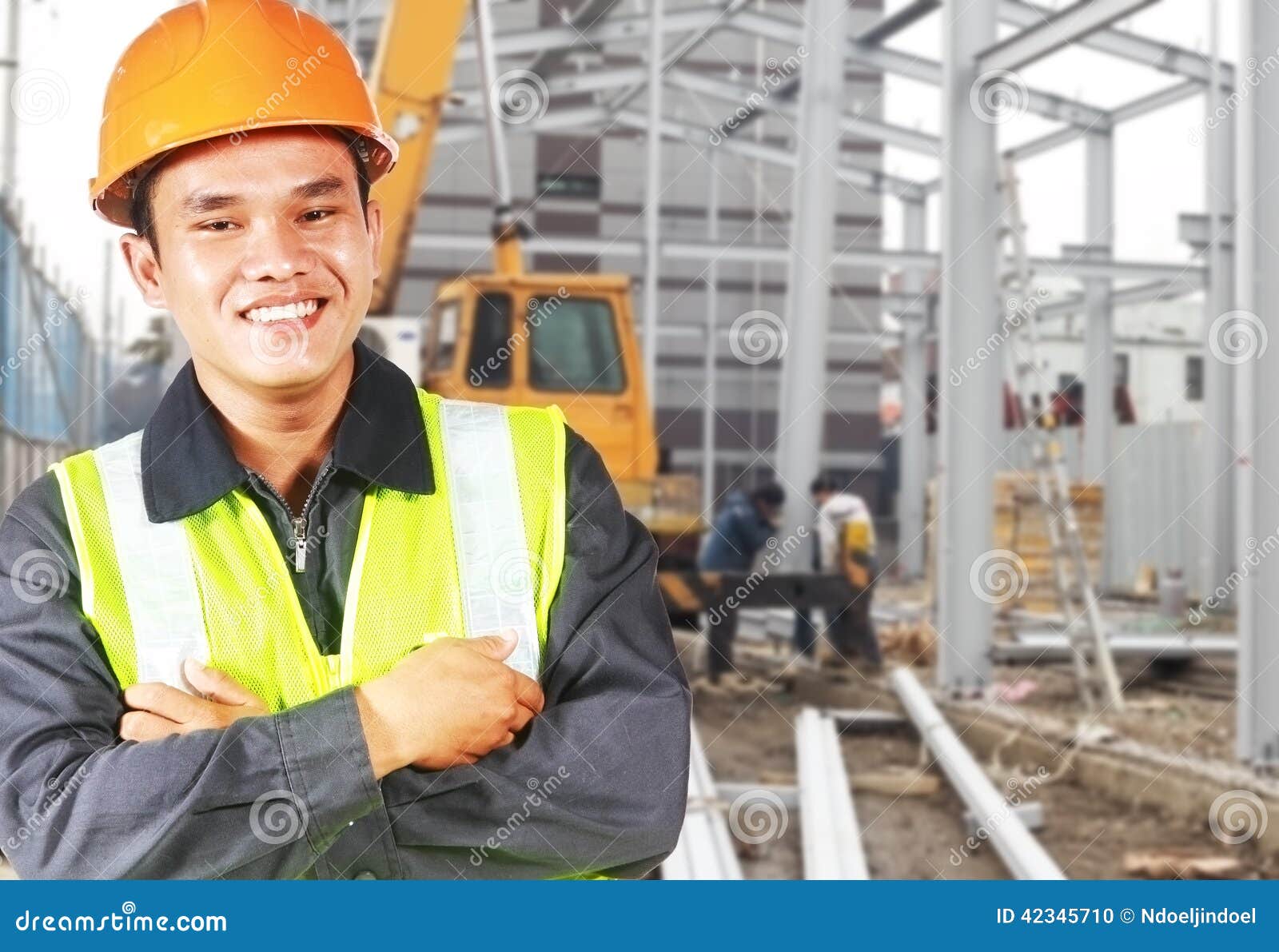 Builder Construction Worker Contractor On Building Site With Clipboard ...