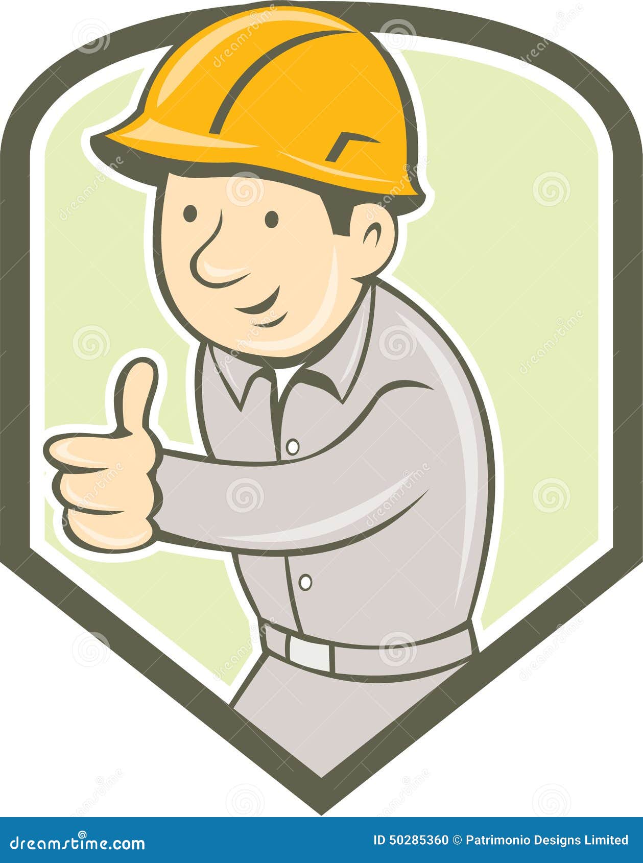 Builder Construction Worker Pointing Circle Cartoon | CartoonDealer.com ...