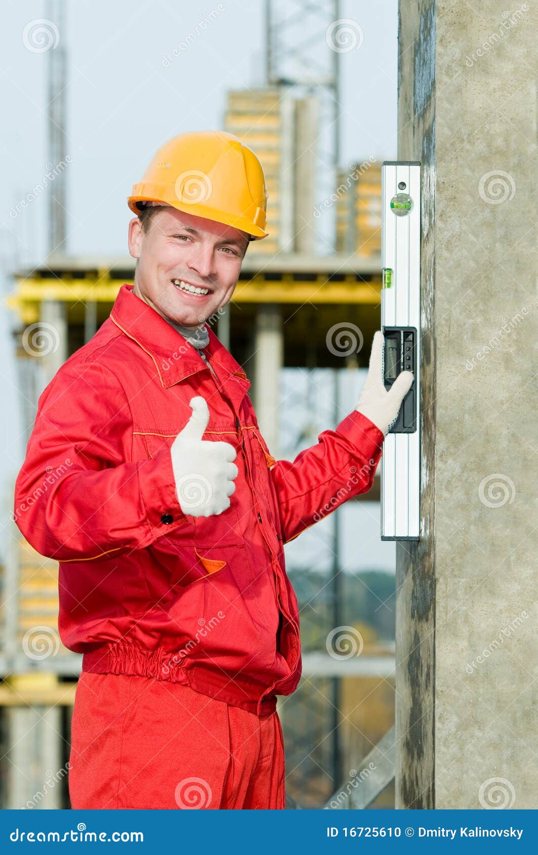Builder with digital level stock photo. Image of precision - 16725610