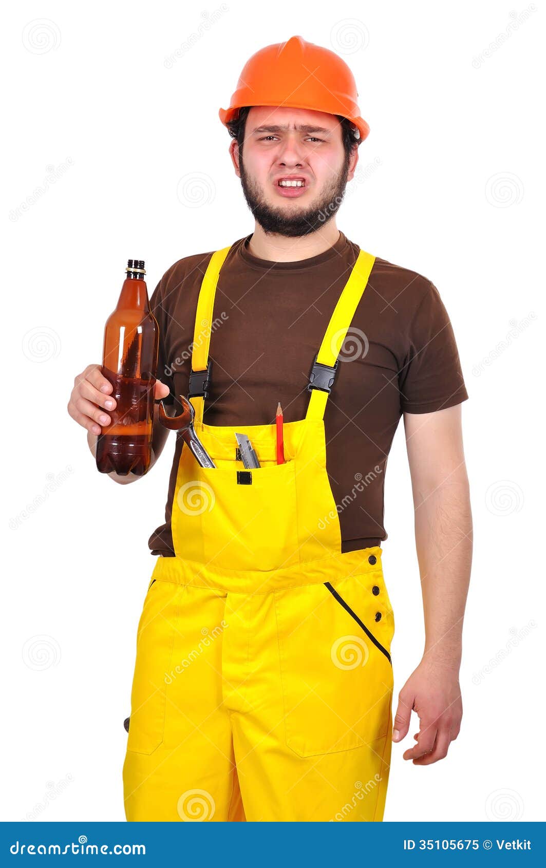Builder with drink stock image. Image of contractor, male - 35105675
