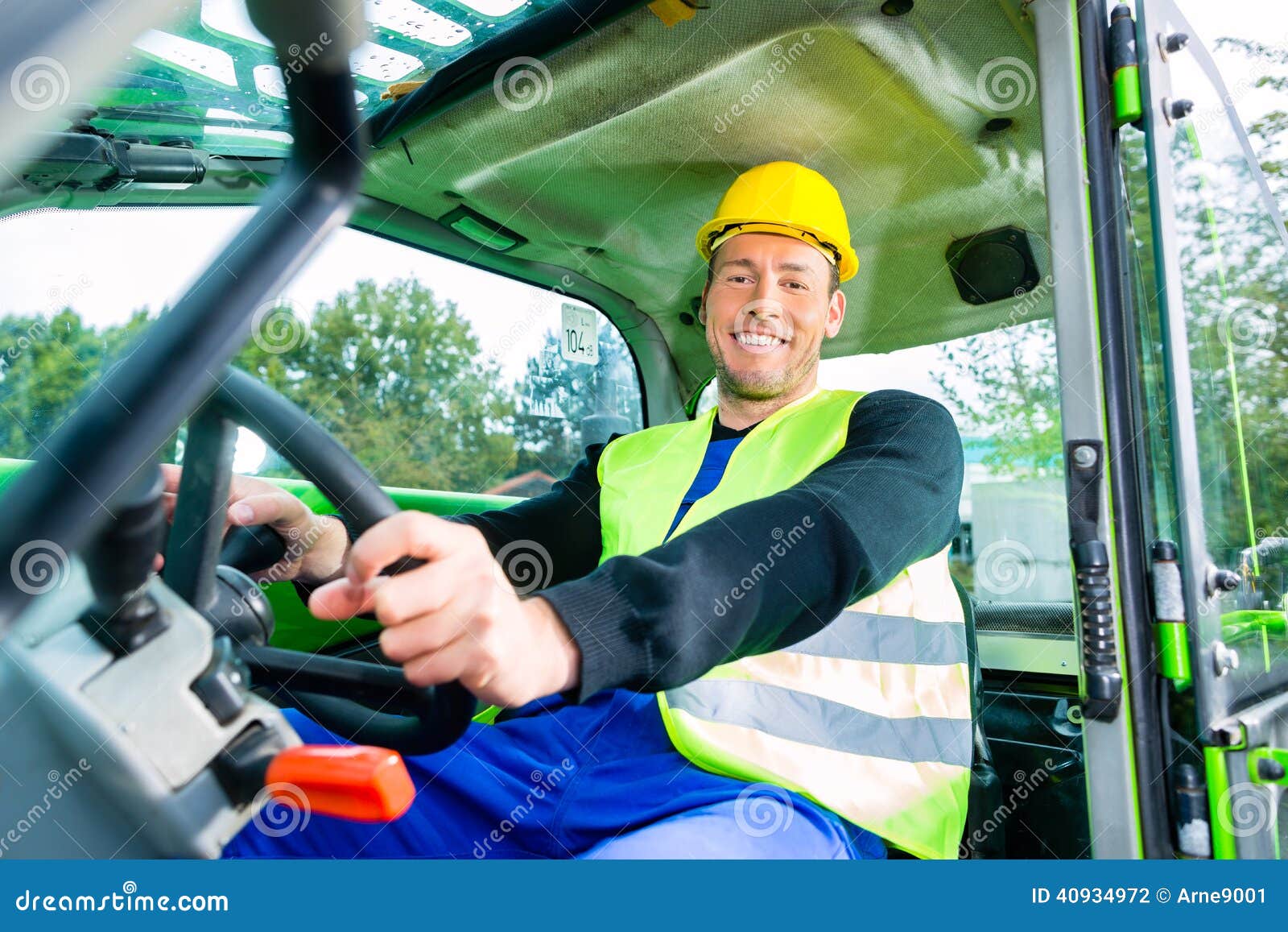 Builder Driving Construction Machinery Stock Photo - Image of shovel ...