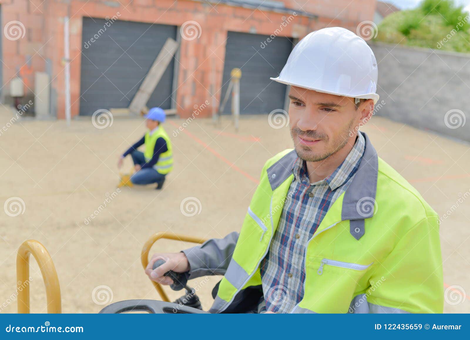 Builder Driving Excavator or Backhoe Stock Image - Image of shovel ...