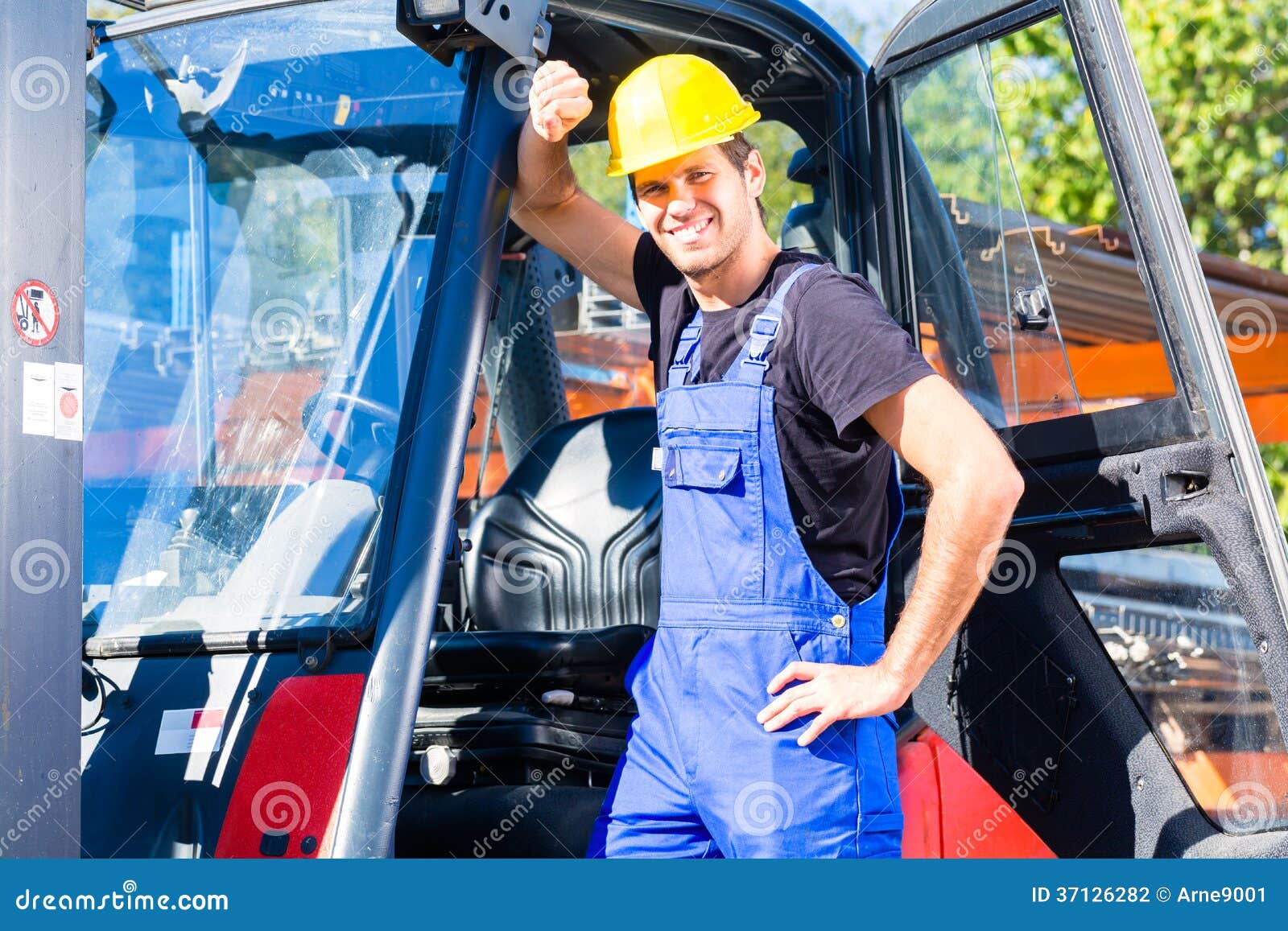 Builder Driving Site Pallet Transporter or Lift Fork Truck Stock Photo ...