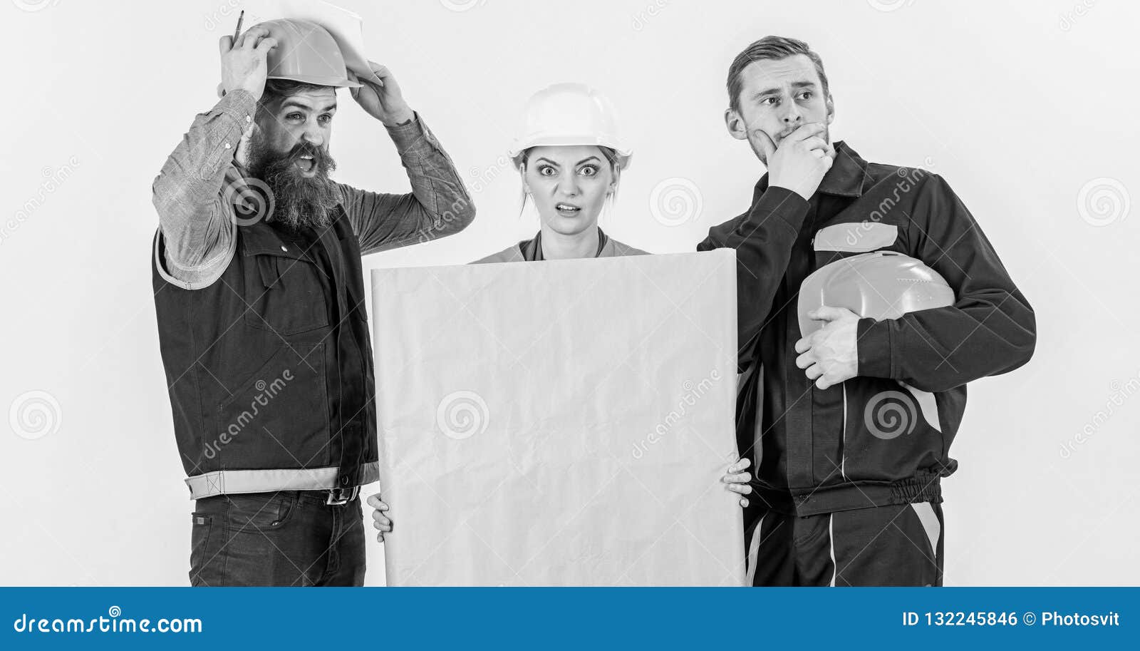 Builder, Engineer, Architect Confuse at Work. Confusing Concept Stock ...