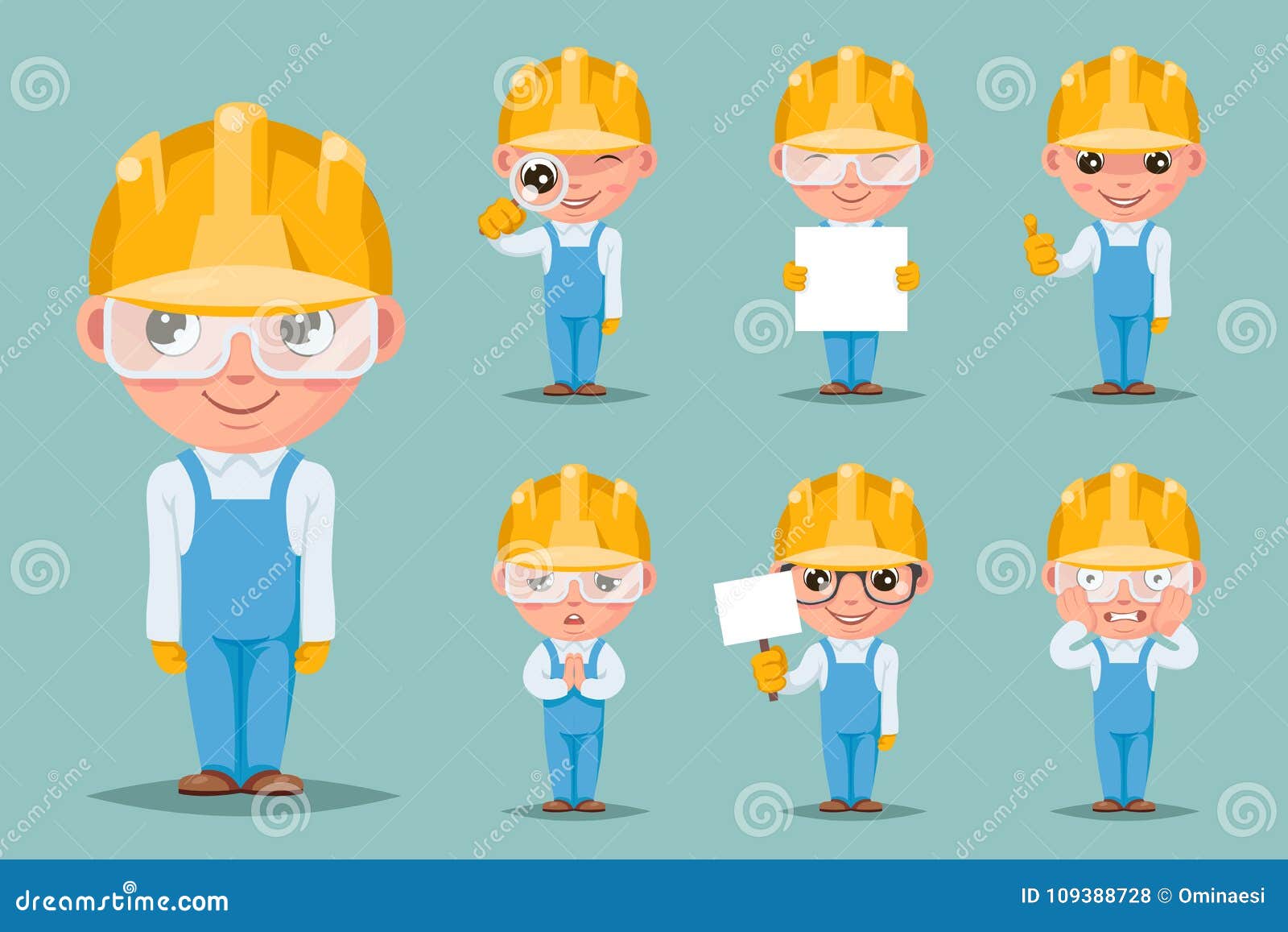 Builder Engineer Technician Mechanic Cute Mascot Happy Support Approval ...