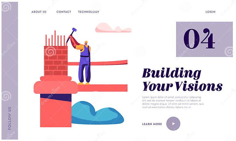Builder Engineering Bridge with Brick and Hammer Landing Page ...