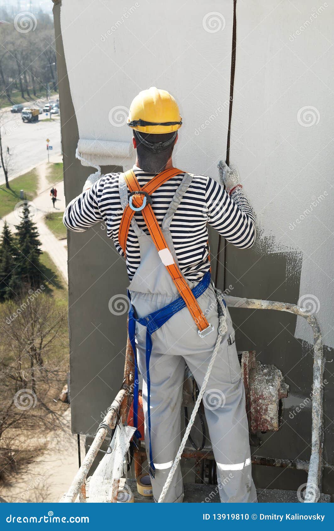 Builder Facade Painter at Work Stock Photo - Image of rise, constructor ...