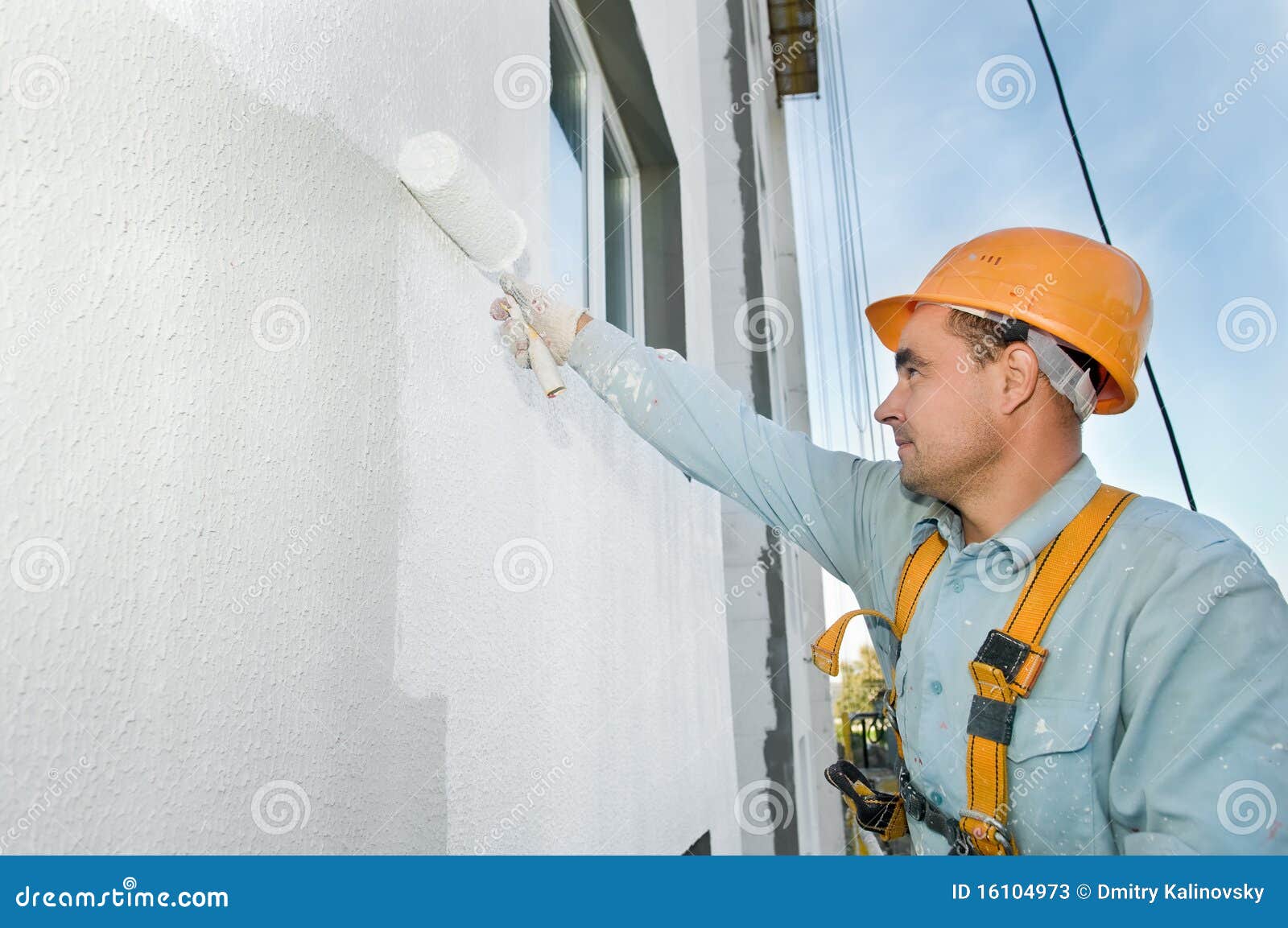 Builder Facade Painter at Work Stock Image - Image of skill, painter ...