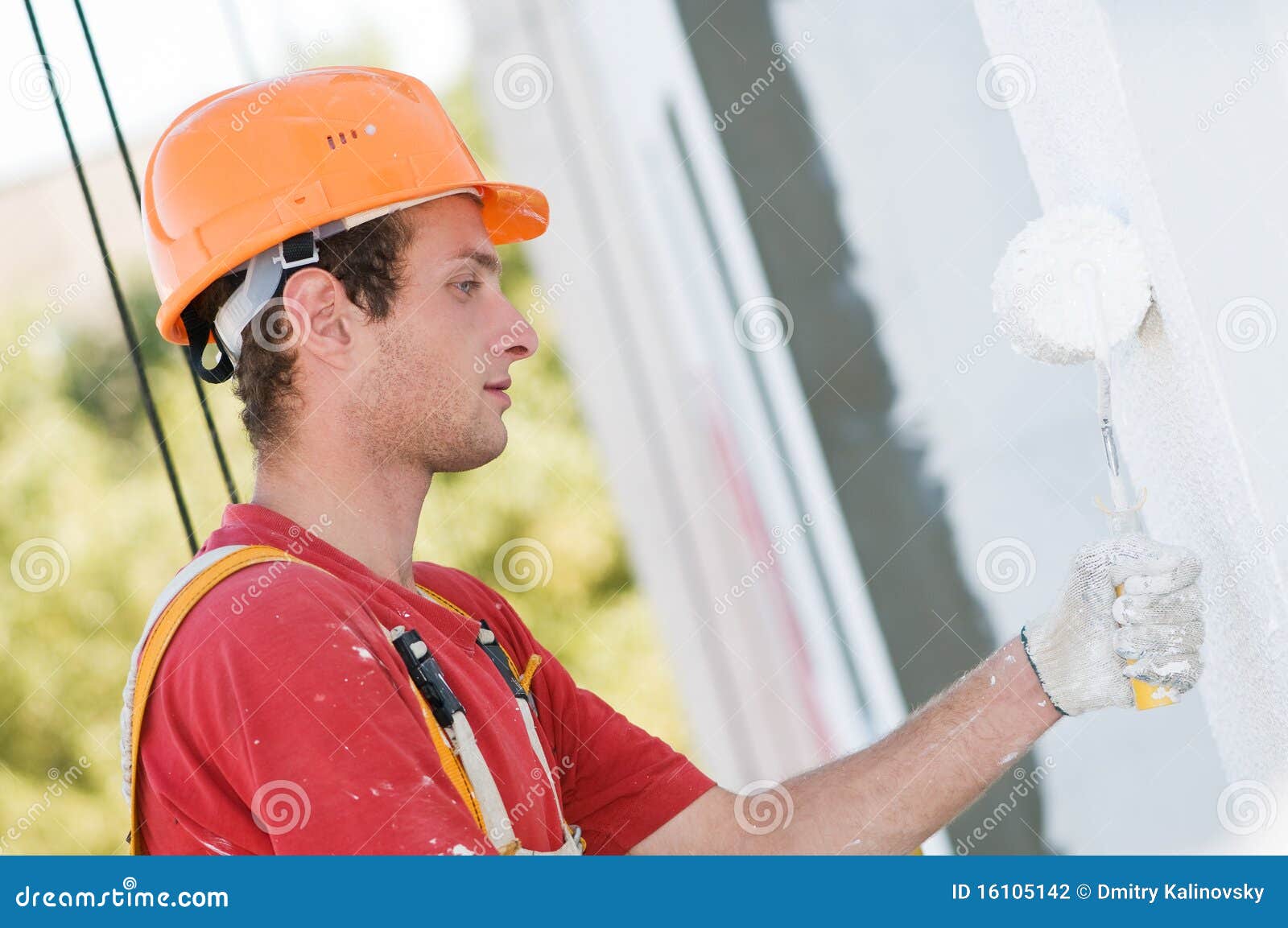 Builder Facade Painter at Work Stock Photo - Image of worker, action ...