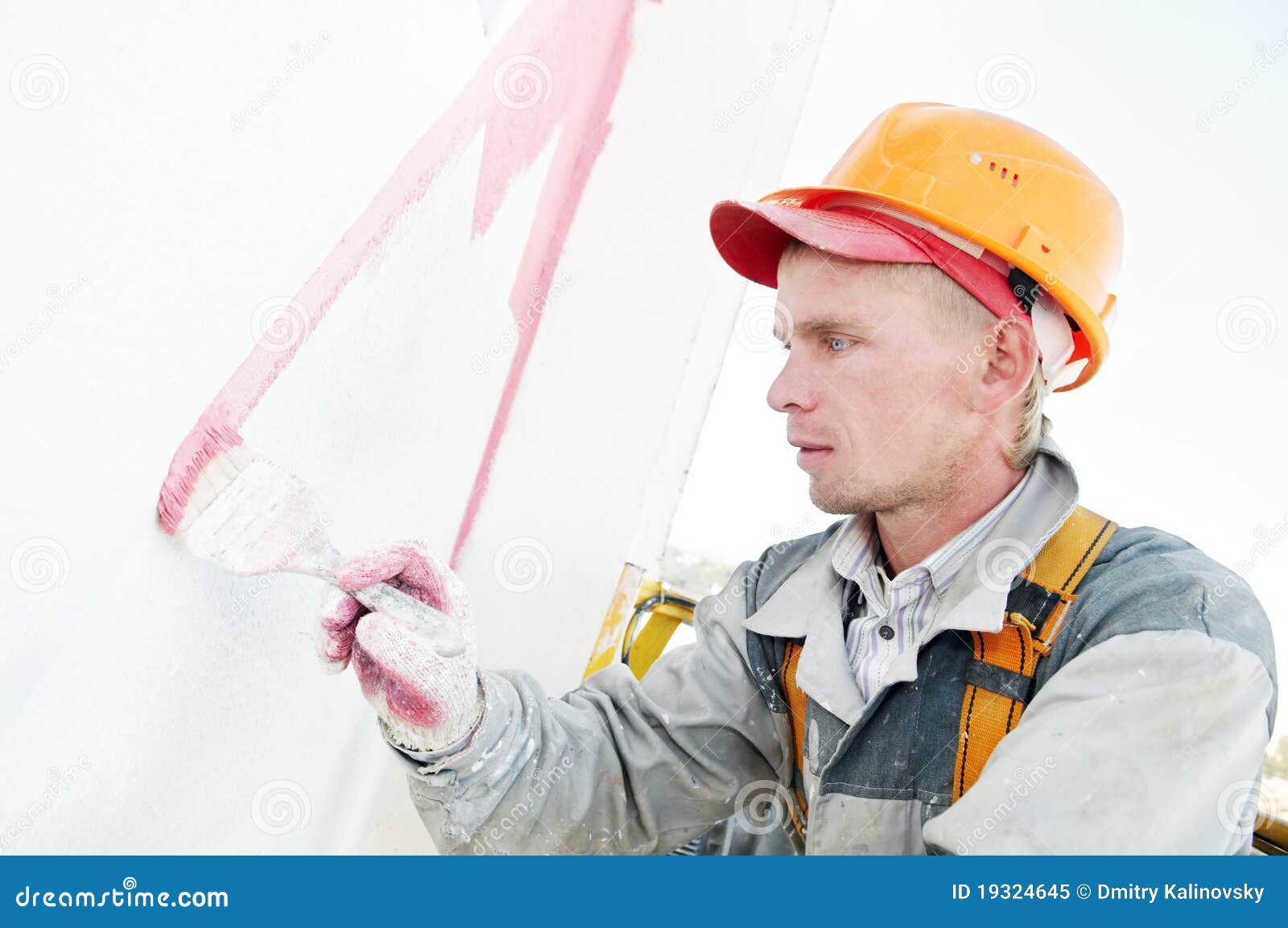 Builder Facade Painter at Work Stock Image - Image of high, foreman ...
