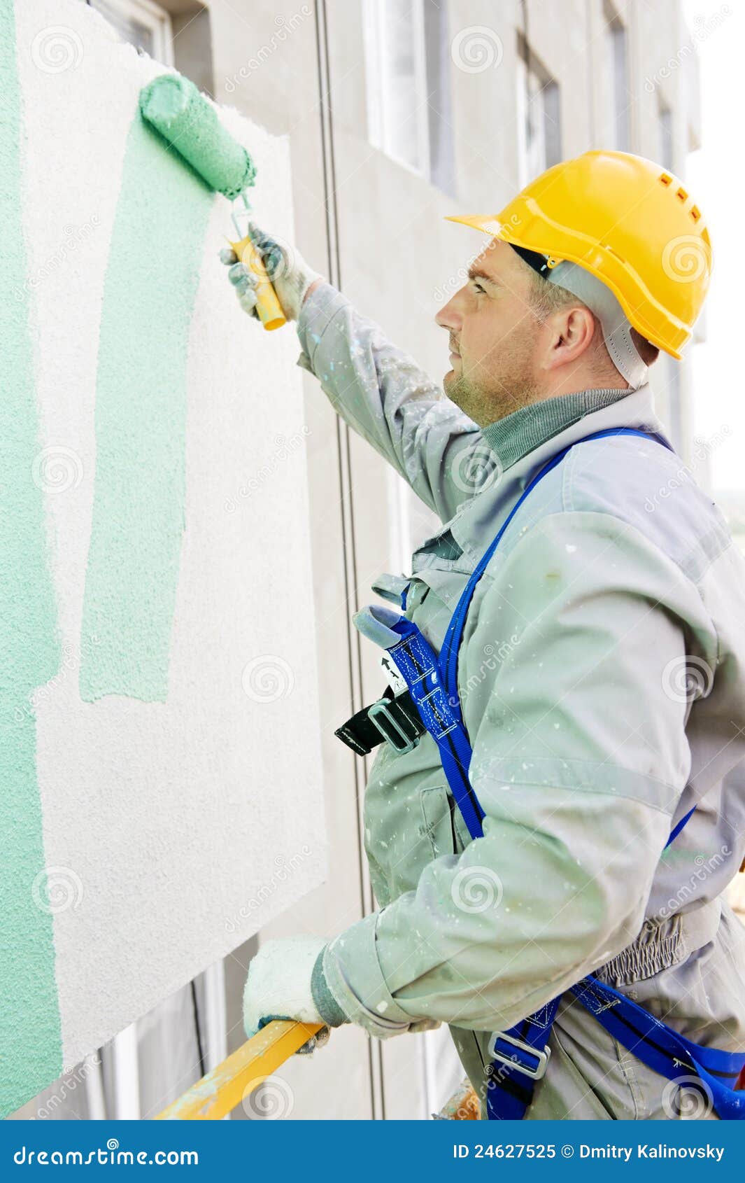 Builder Facade Painter at Work Stock Image - Image of construction ...