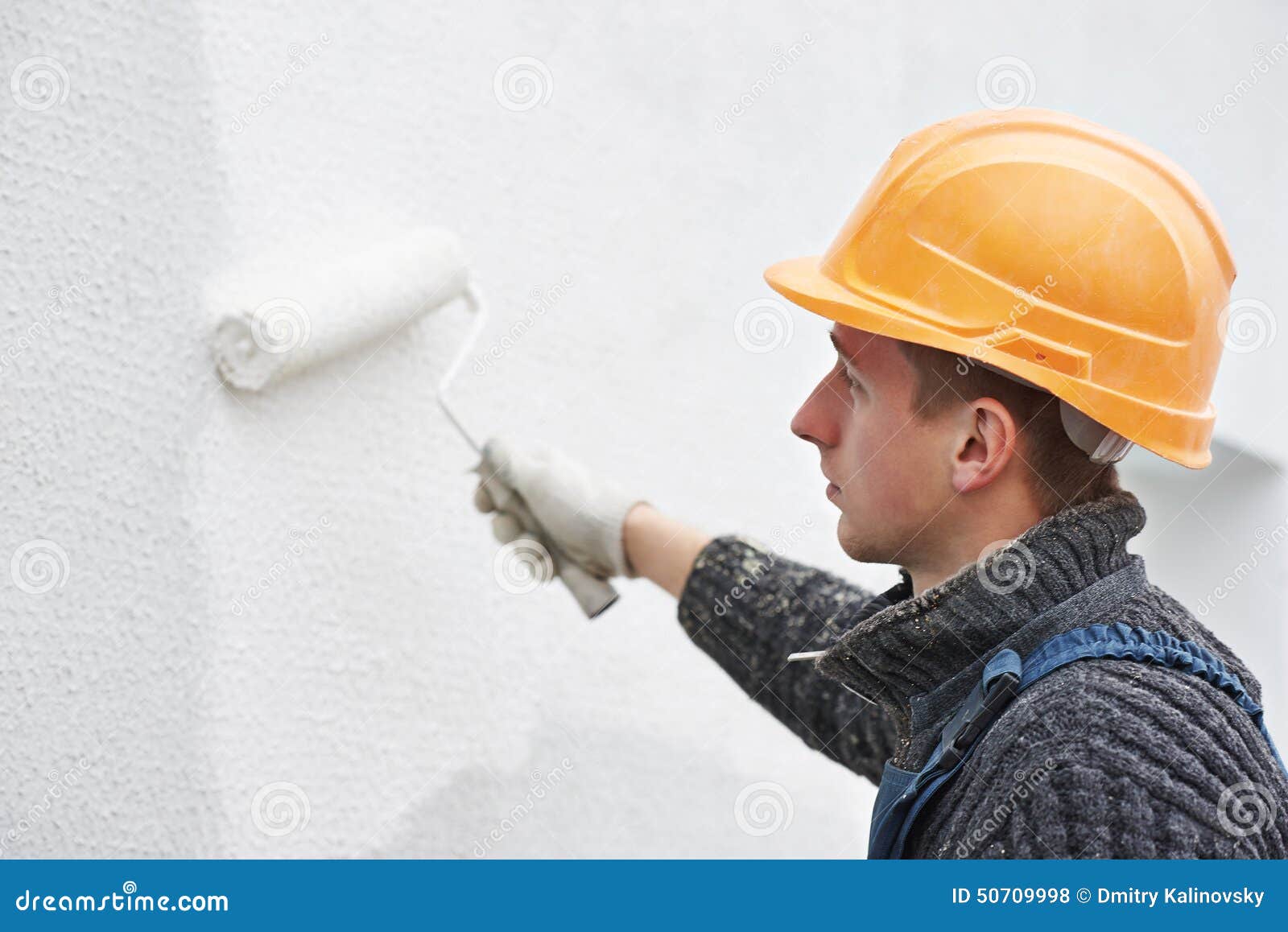 Builder Facade Painter at Work Stock Photo - Image of development ...