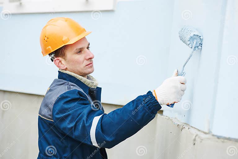 Builder Facade Painter at Work Stock Image - Image of contractor ...