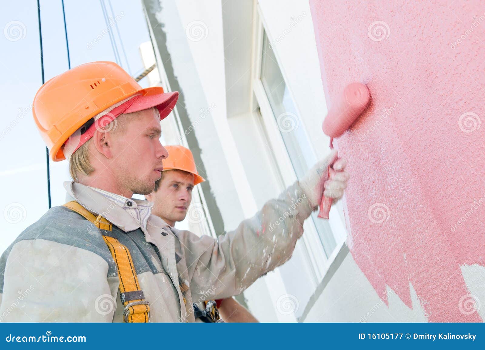 Builder Facade Painters at Work Stock Image - Image of hardhat, paint ...