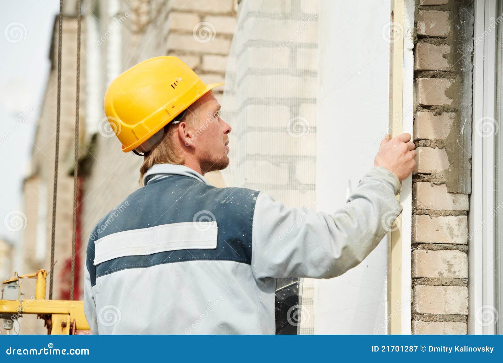 Builder Facade Plasterer Worker Stock Image - Image of level, labourer ...