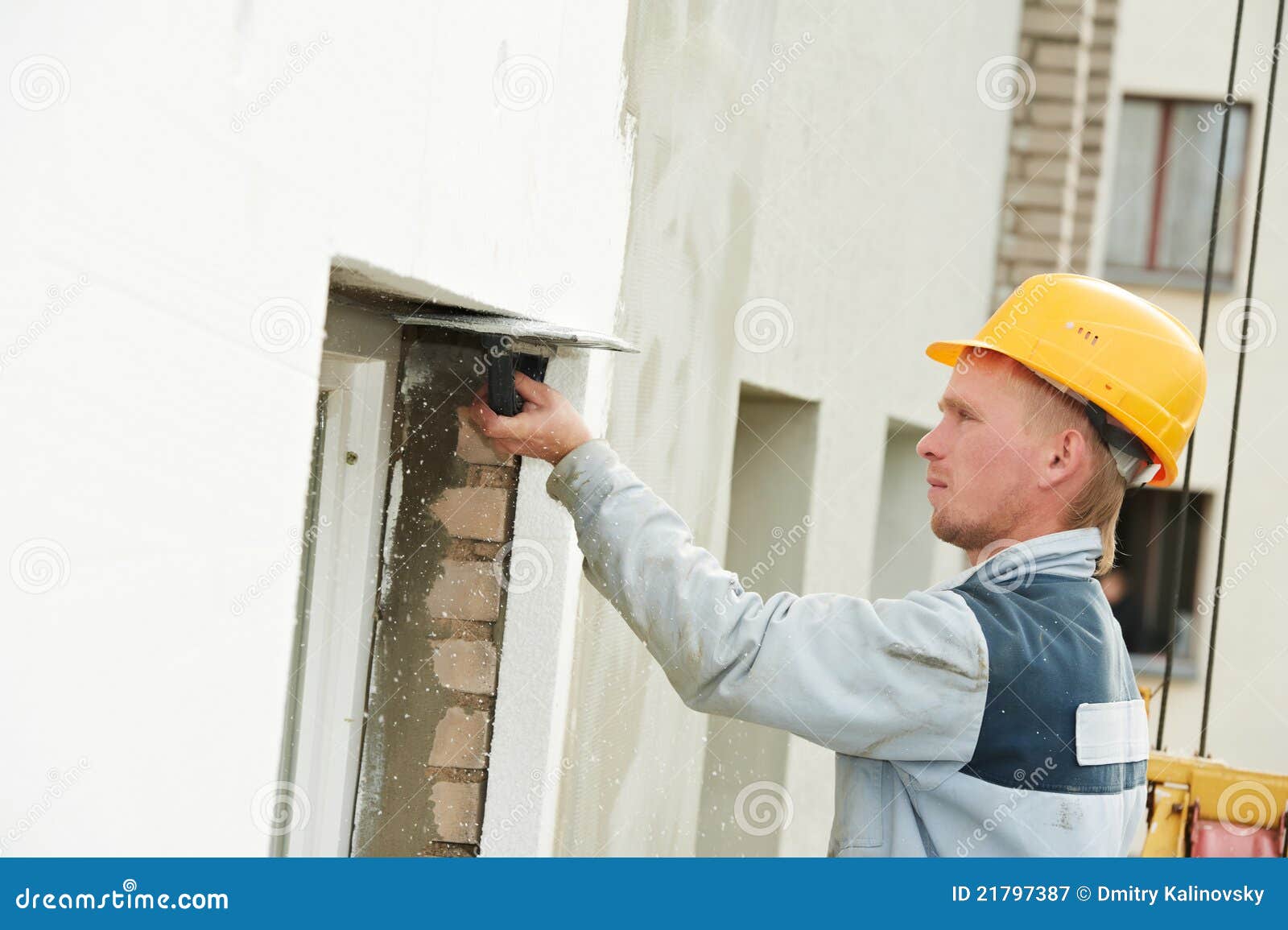 Builder Facade Plasterer Worker Stock Image - Image of developmant ...