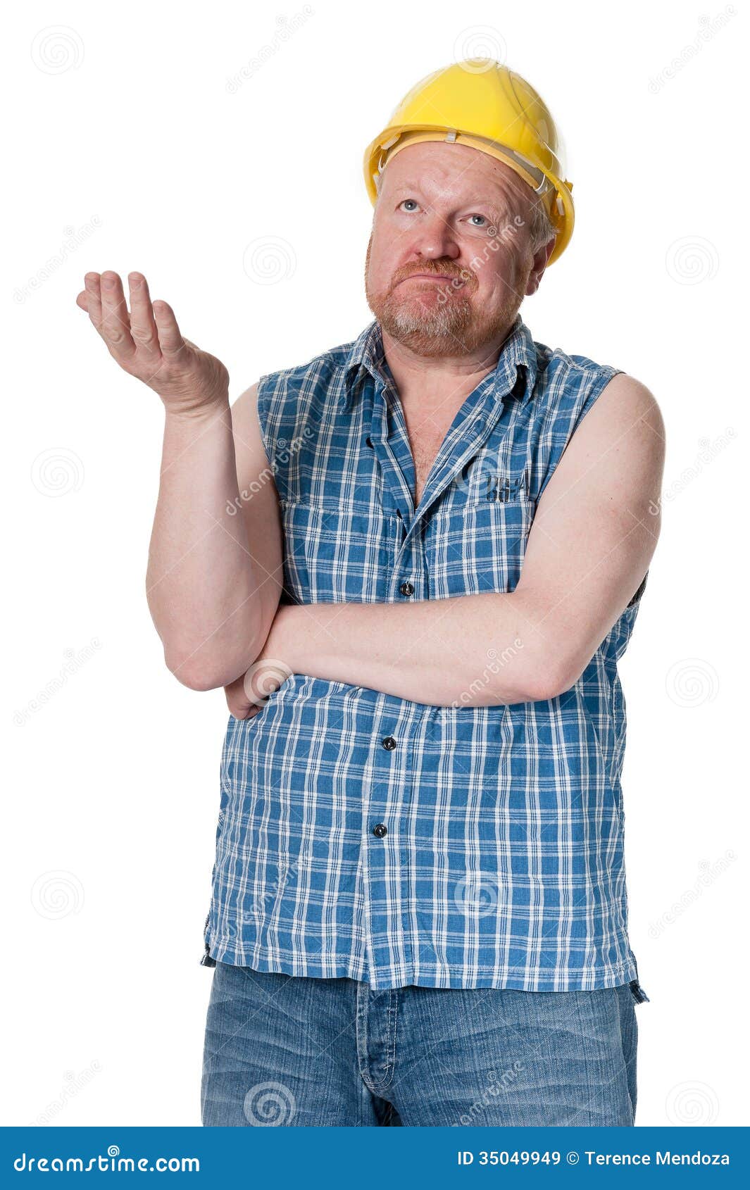 Builder Facial Expression - Isolated on White Stock Image - Image of ...