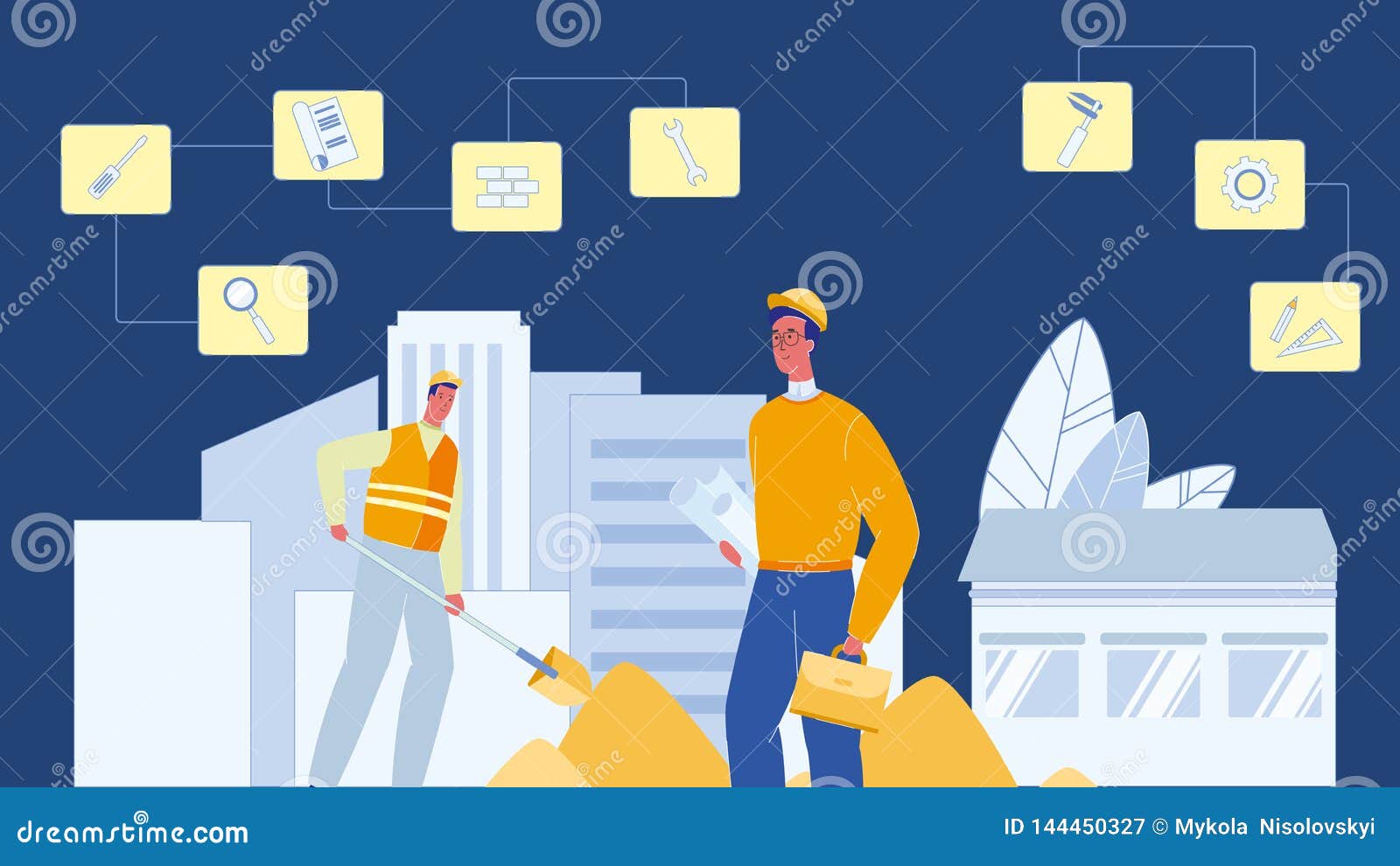 Builder and Foreman Color Vector Illustration Stock Vector ...
