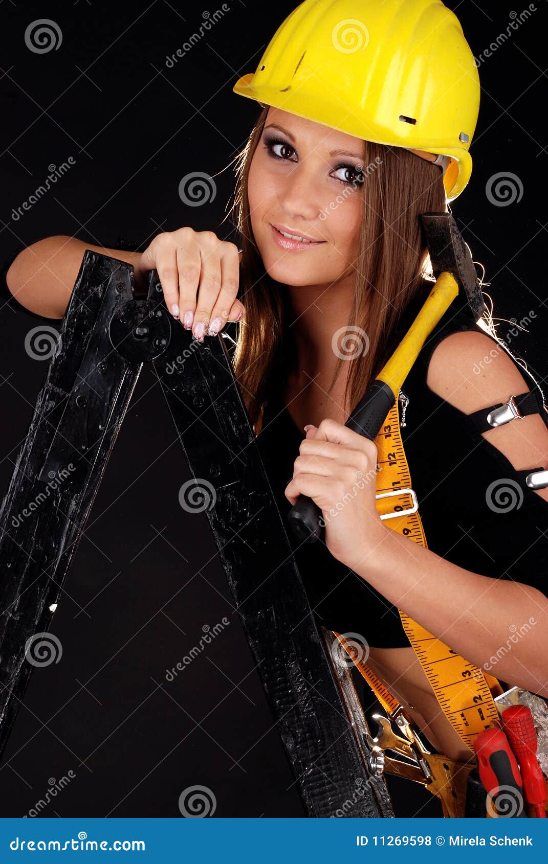Builder girl. stock photo. Image of beauty, hair, eastern - 11269598