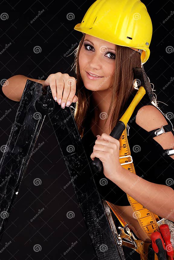 Builder girl. stock photo. Image of beauty, hair, eastern - 11269598