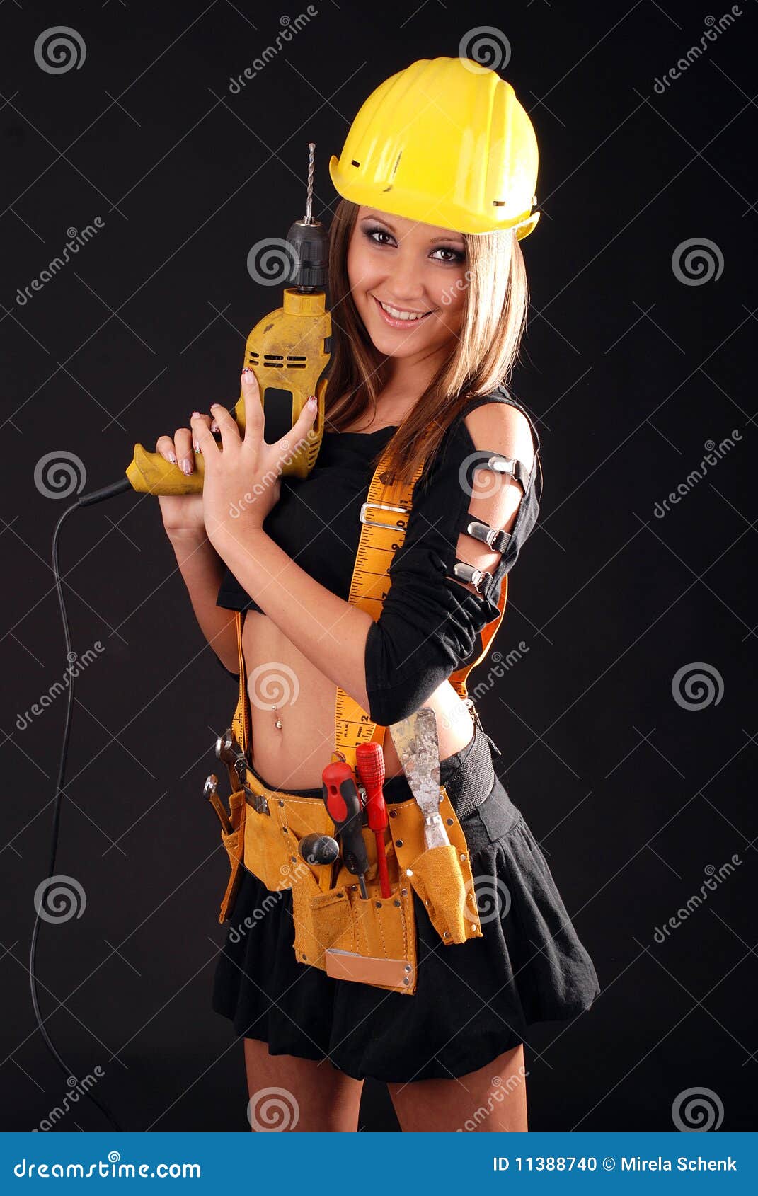 Builder girl. stock photo. Image of helmet, manual, work - 11388740