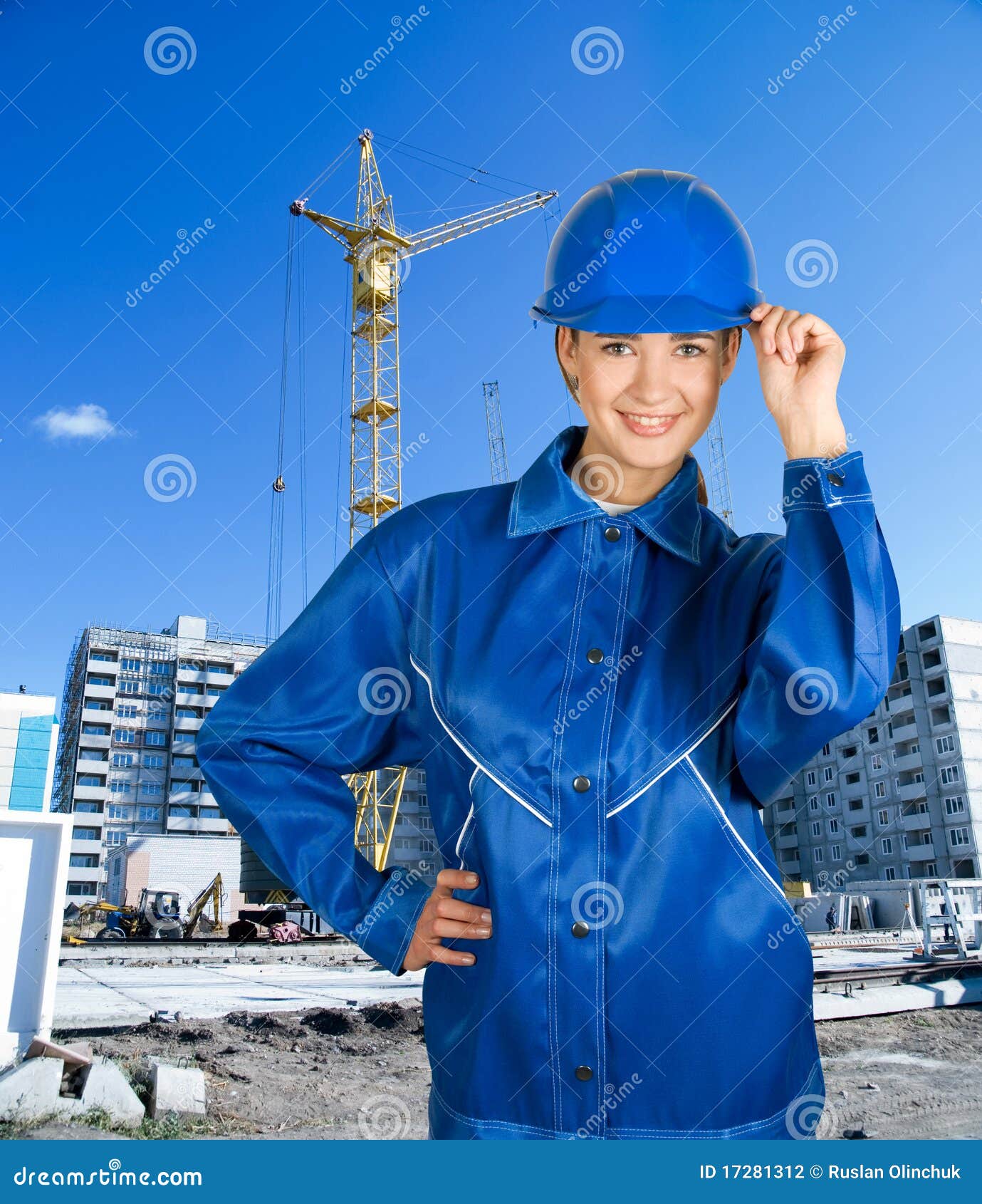 Builder girl stock photo. Image of building, engineering - 17281312