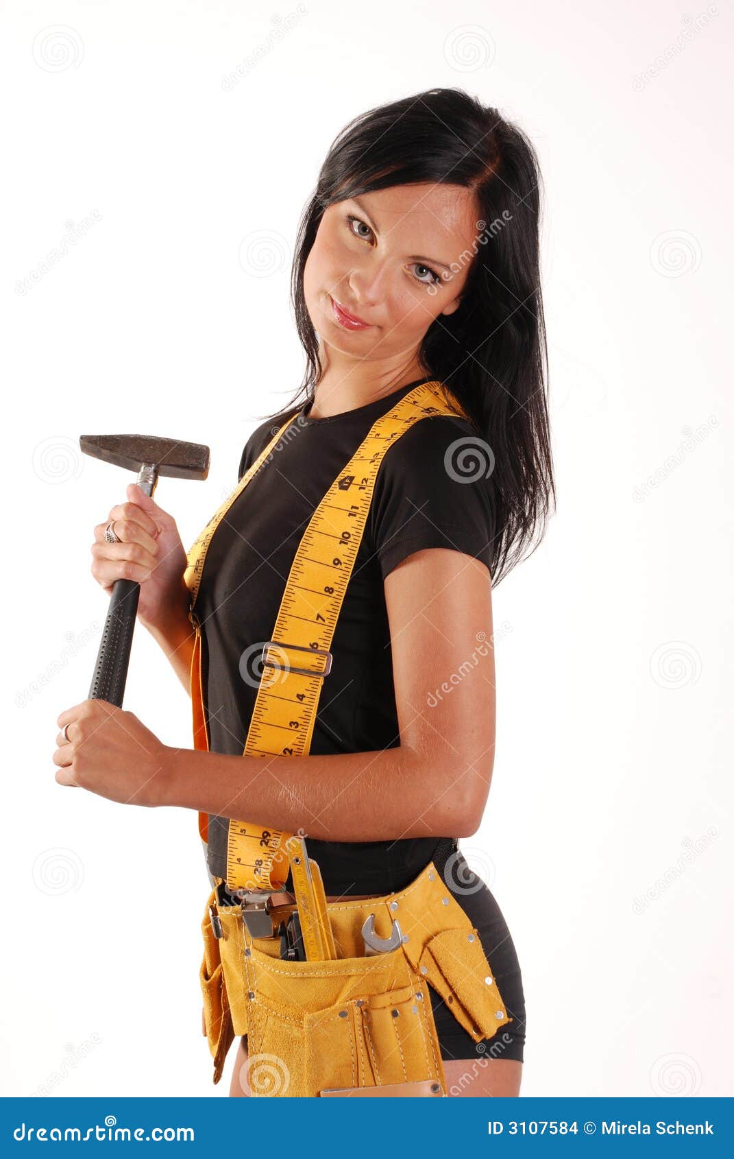 Builder girl stock photo. Image of people, belt, construction - 3107584