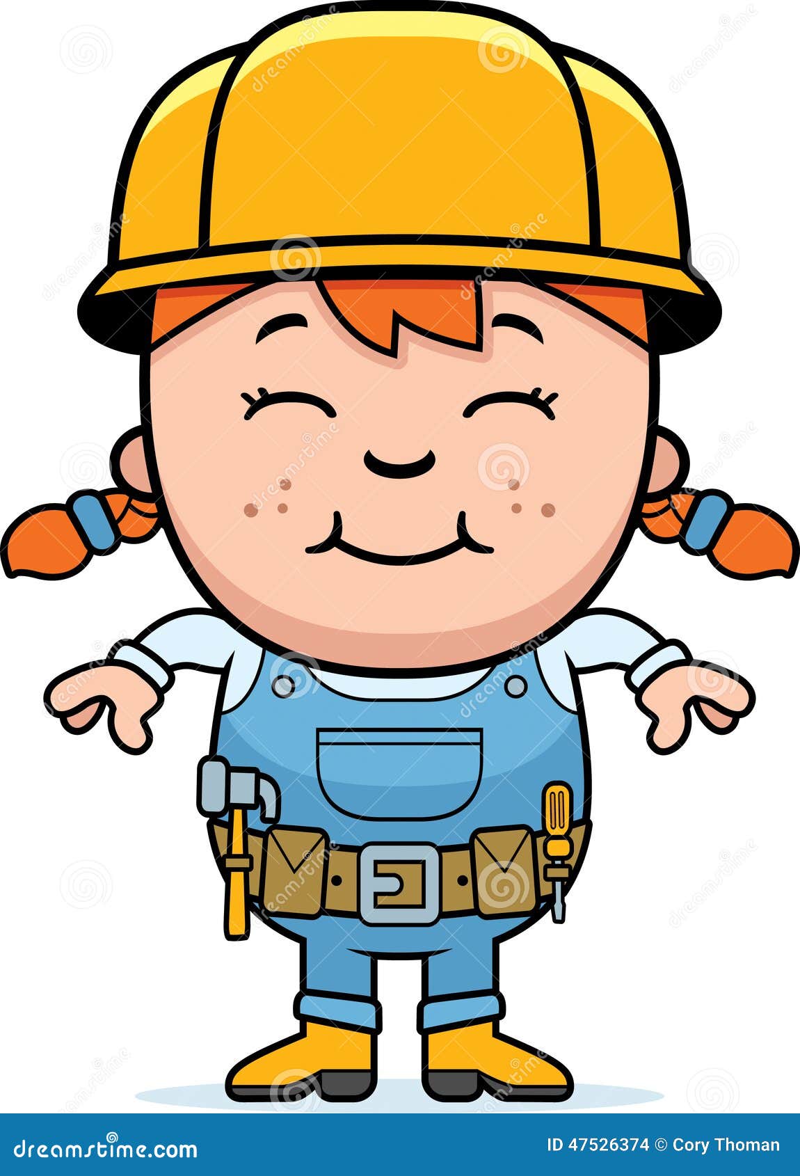 Builder Girl stock vector. Illustration of toolbelt, helmet - 47526374