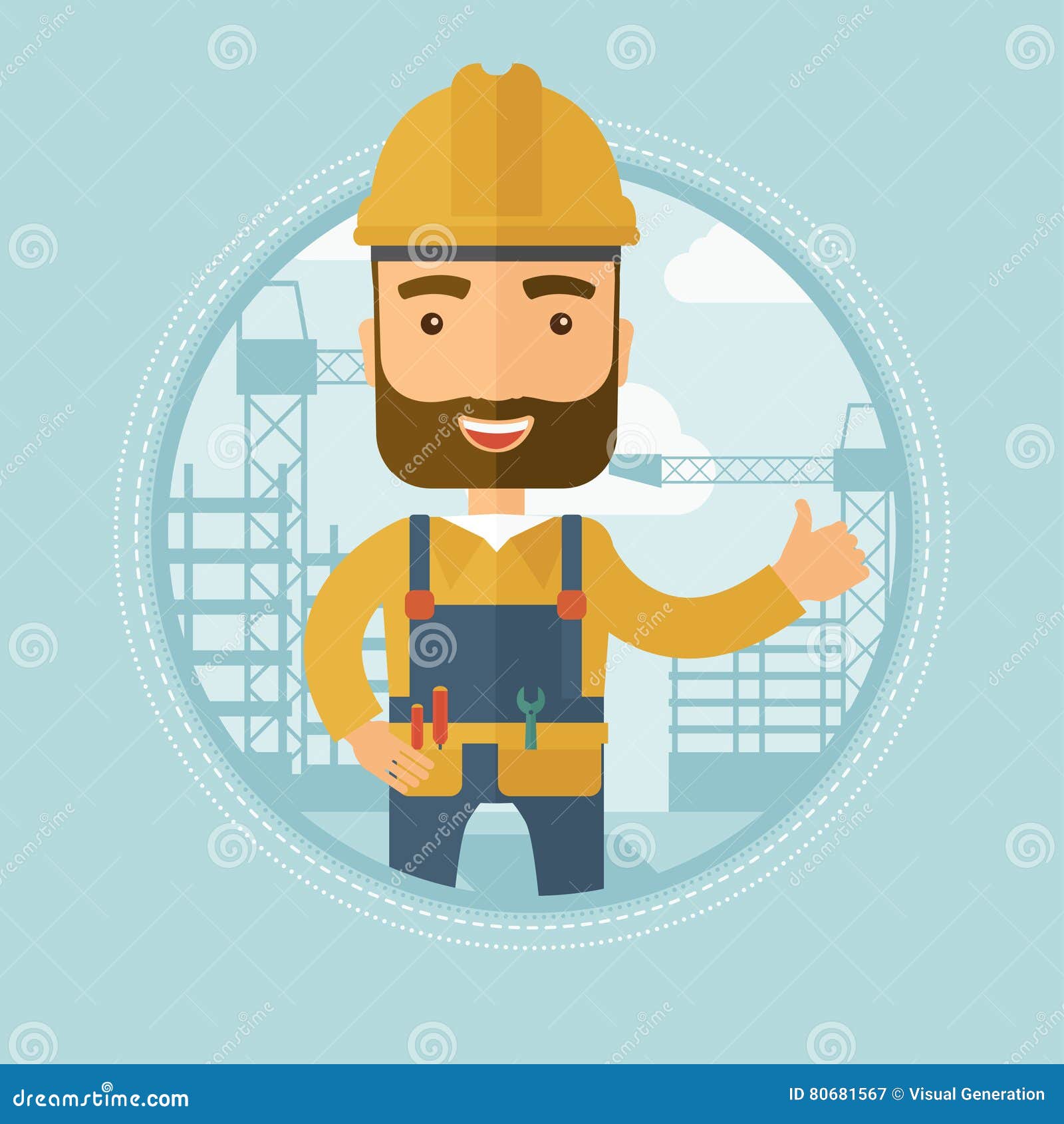 Builder With Beard In Helmet Thin Line Icon, Profession Concept ...