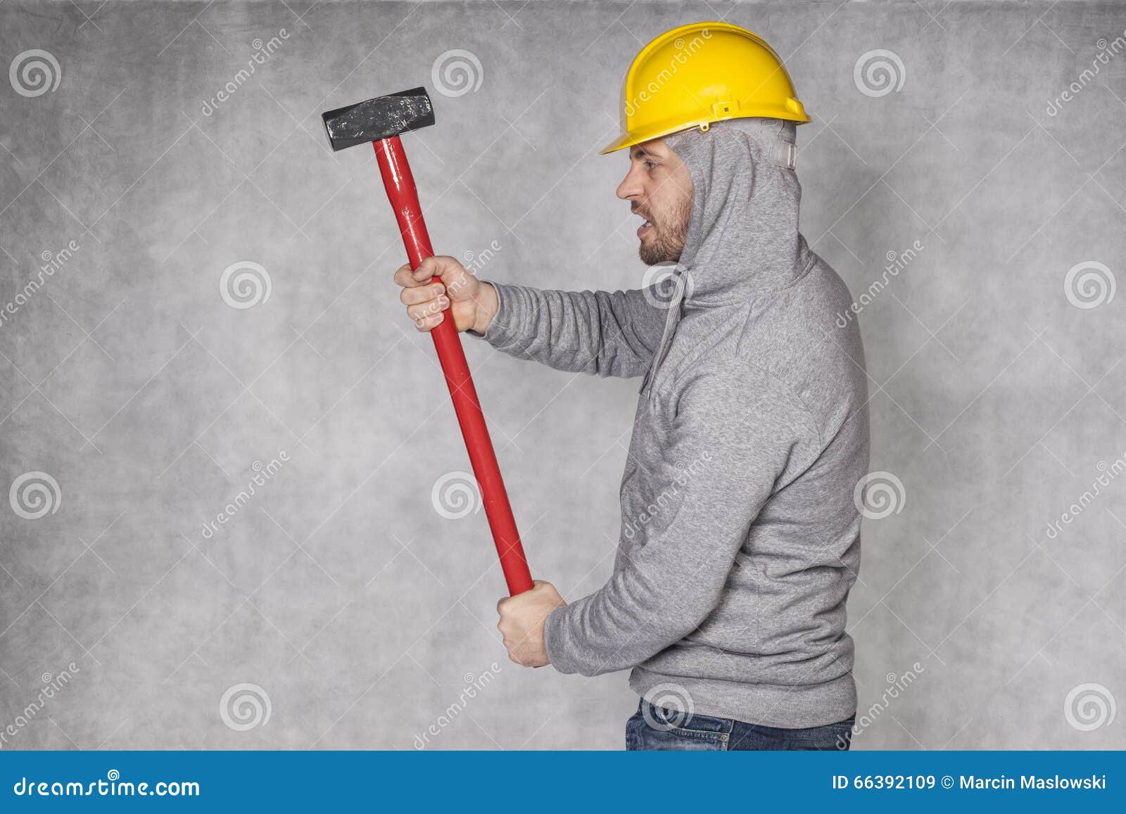 Builder on a Grey Background, the Keeper Hammer Stock Image - Image of ...