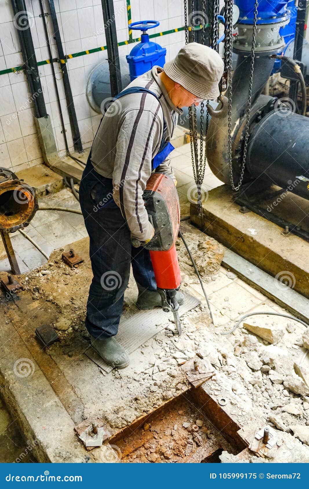 Builder with a hammer stock image. Image of equipment - 105999175