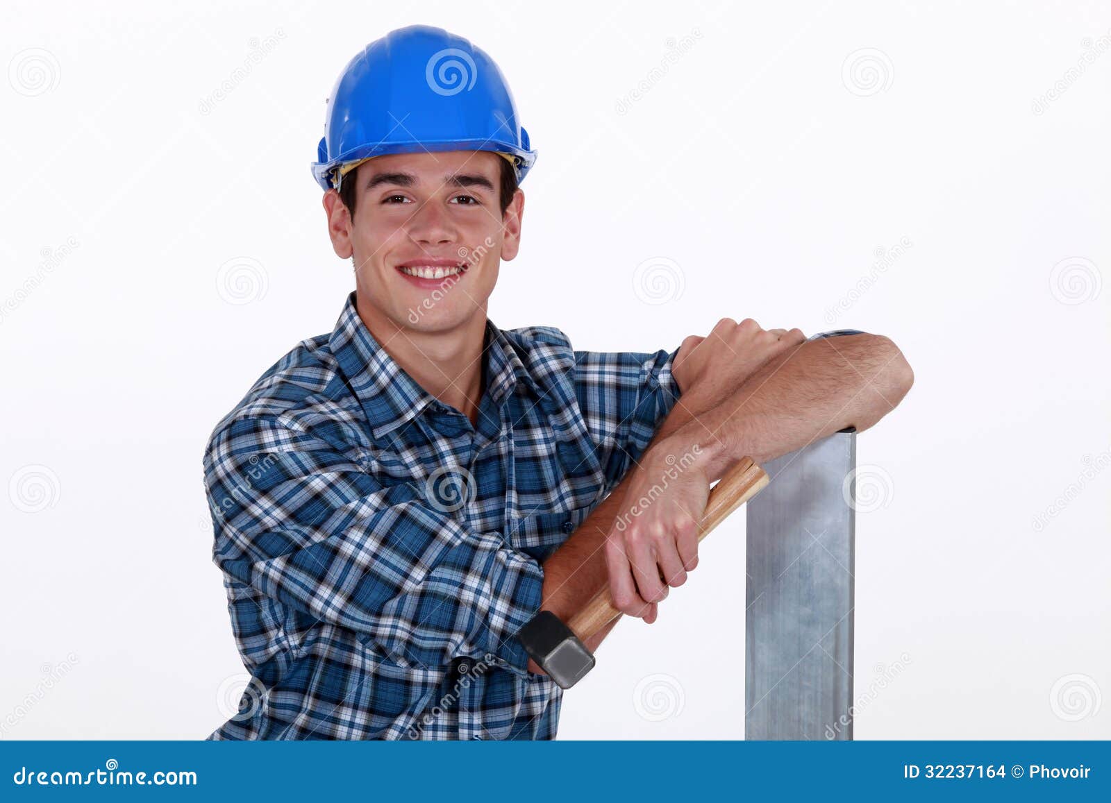 Builder with hammer stock photo. Image of measure, fixing - 32237164